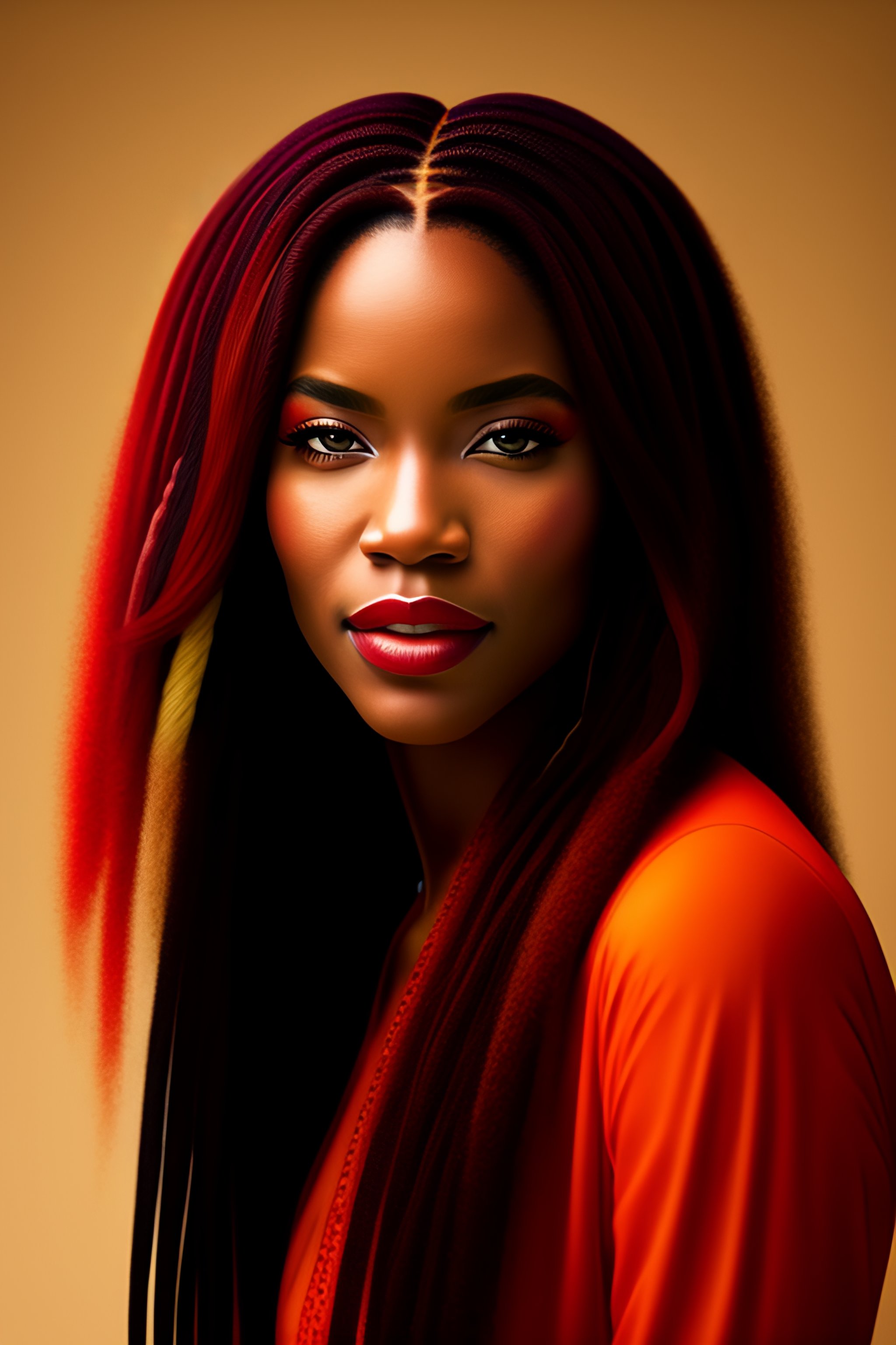 Lexica - Portrait of a light-skinned african american woman with long ...