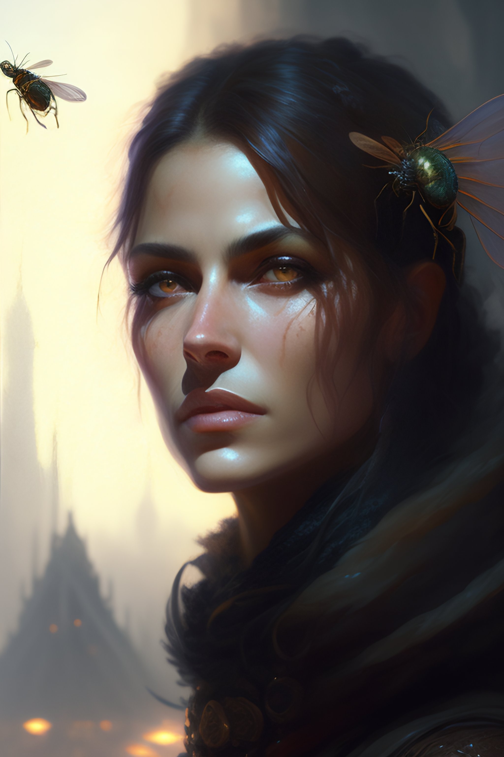 Lexica - Portrait of a fly with human horror face, creepy, big eyes ...