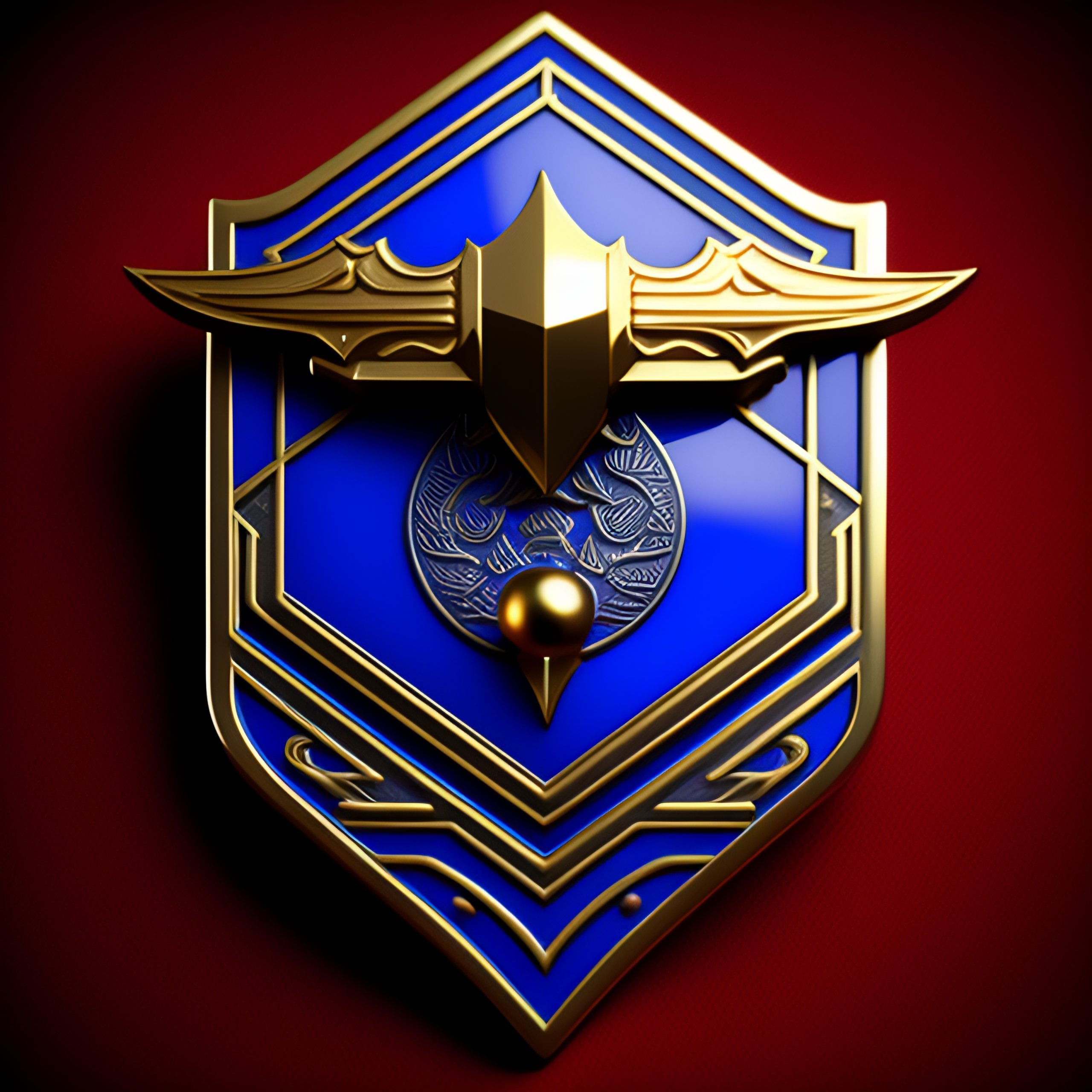 Lexica - Warlord ornament badge made with silver blue red gold leather ...