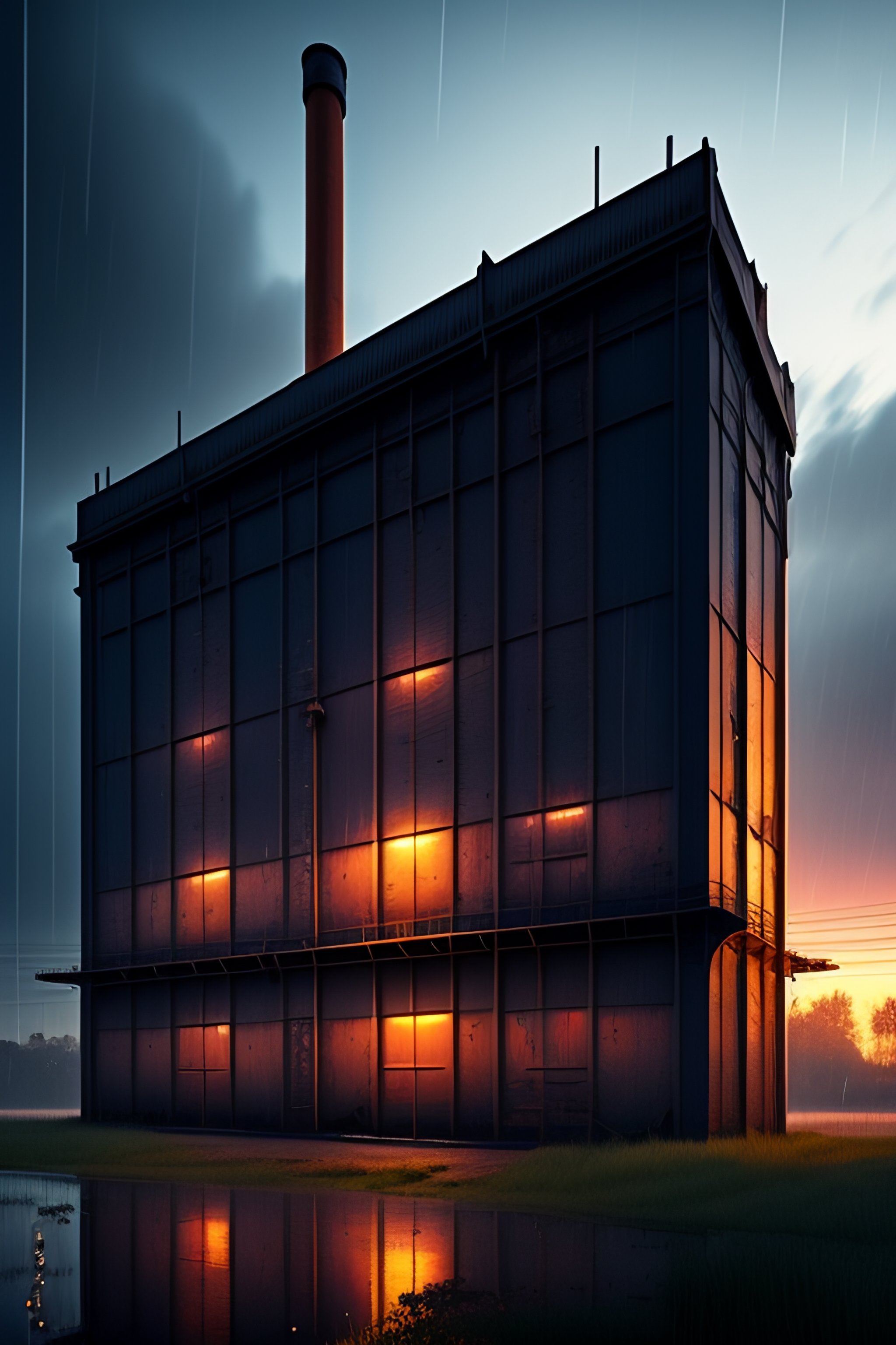 Lexica - An abandoned Victorian factory on a rainy night, large complex ...