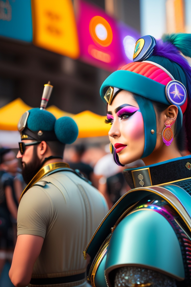 Lexica - Colorful cyberpunk parade with participants dressed in gaming ...