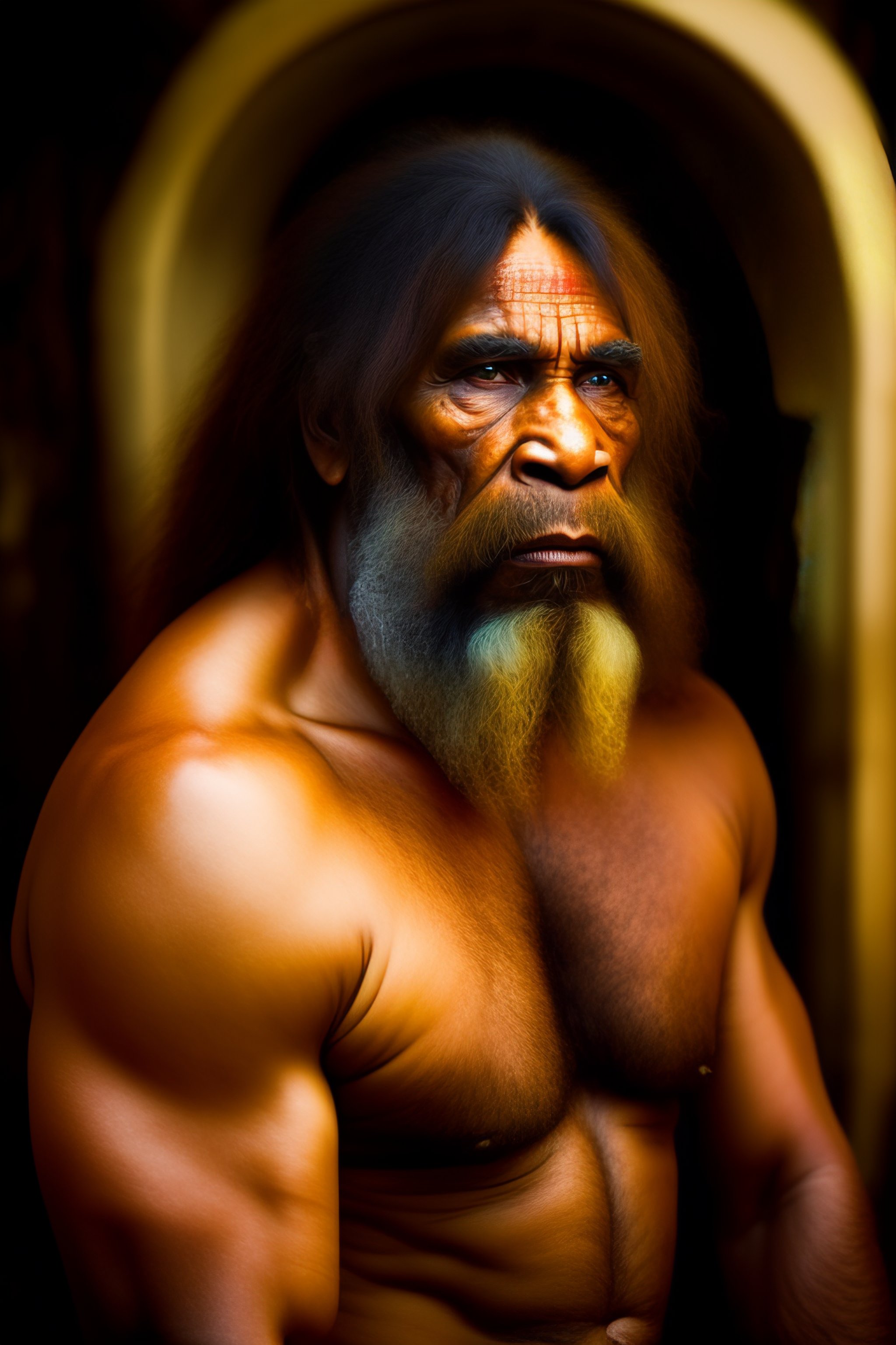 Lexica - Photograph of a Neanderthal man