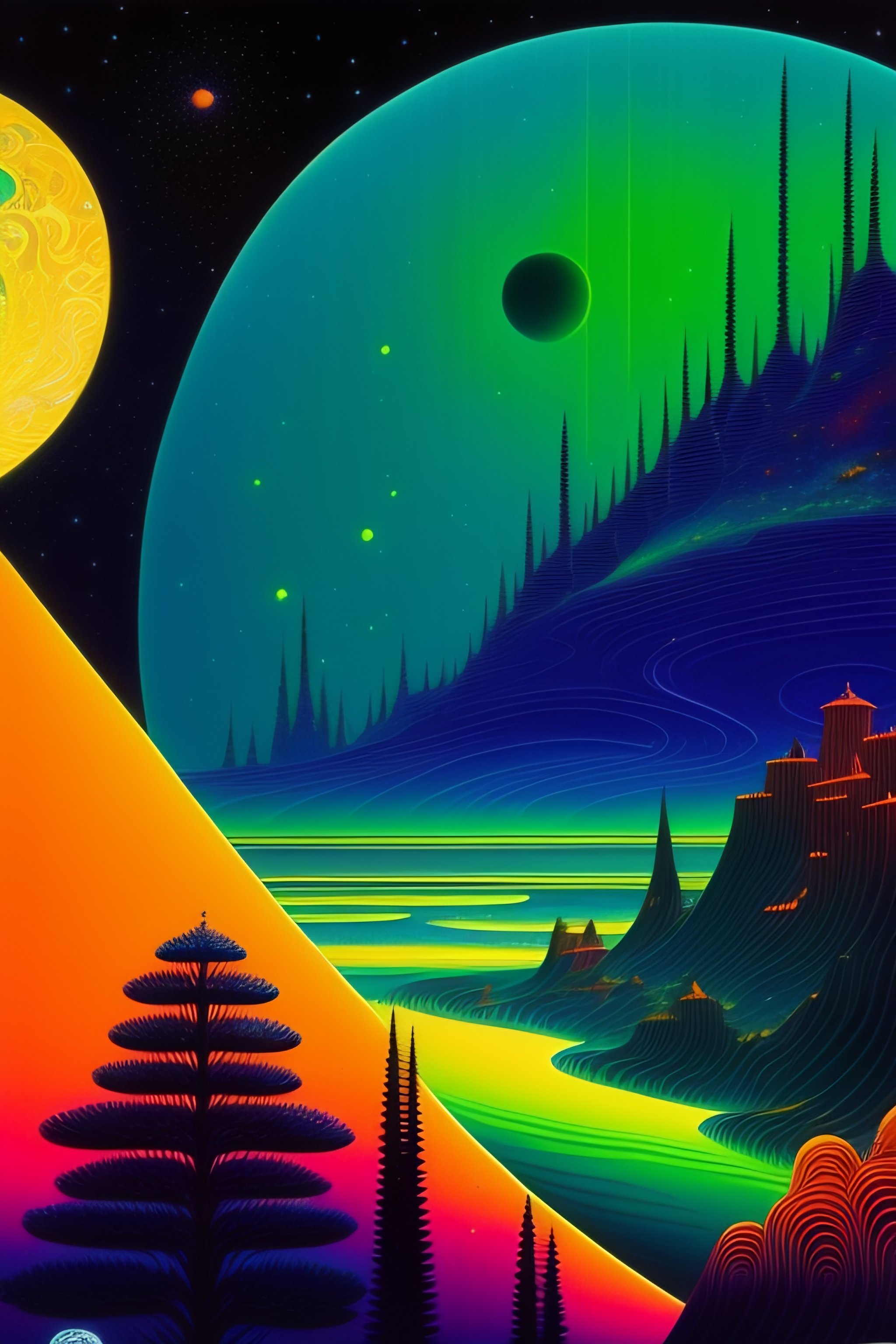 Lexica - Edge of interstellar space, bright neon colors, highly ...