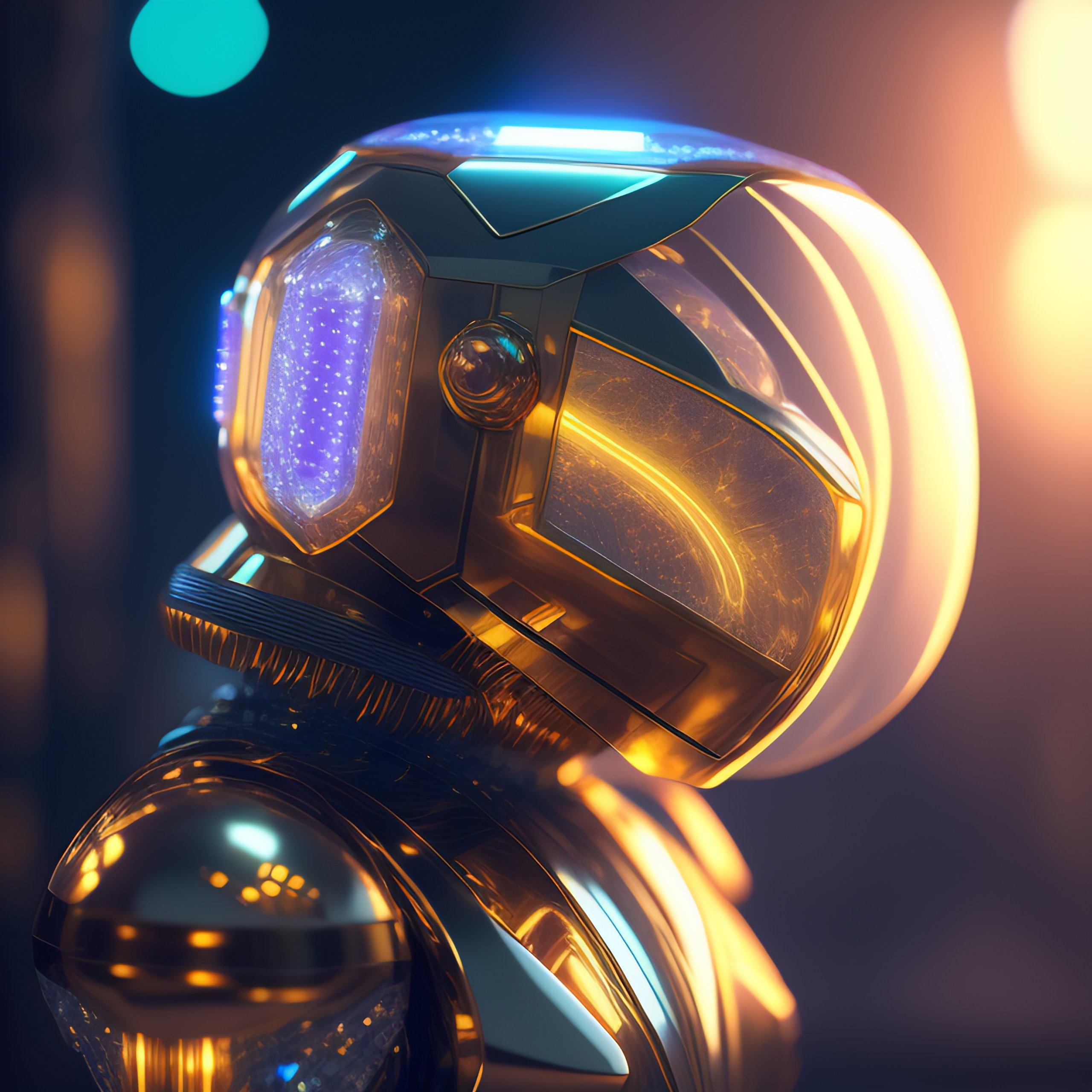 Lexica - Diamond crystal transparent glass robot with bio luminous fur ...