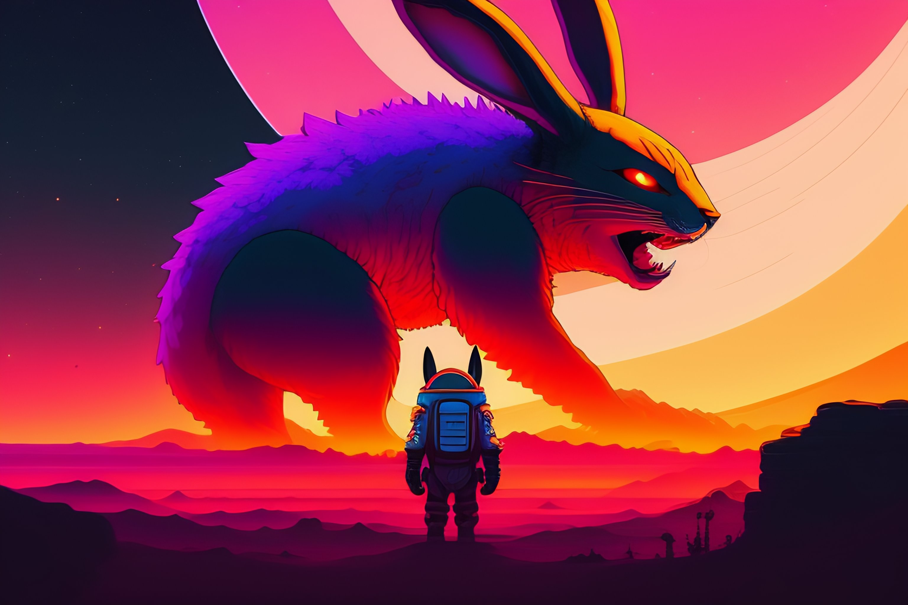 Lexica - Photo of fusion of a huge savage rabit monster with an alien ...