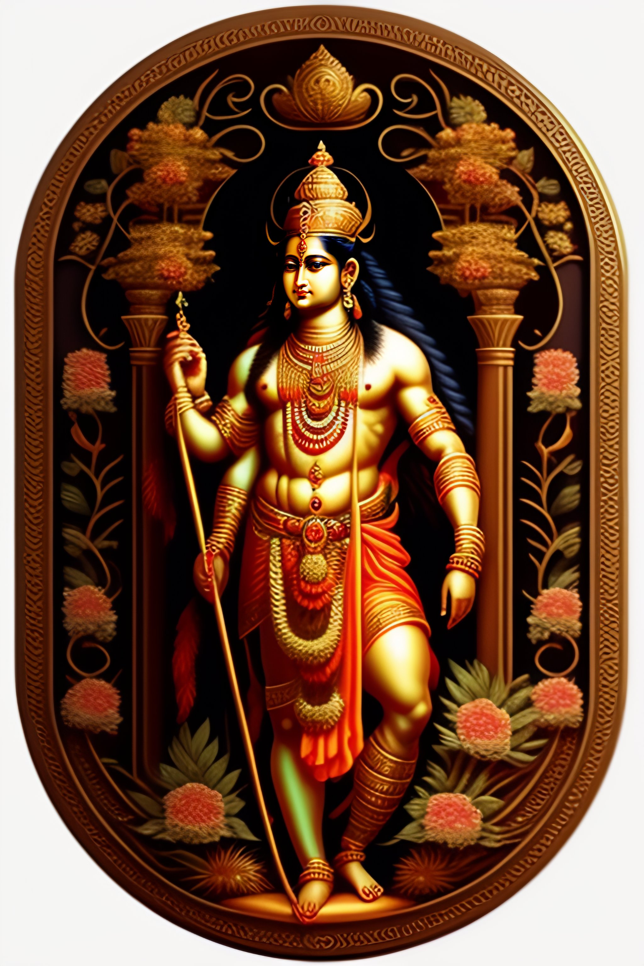 Lexica - Lord Rama with classical floral elements emanating from center ...