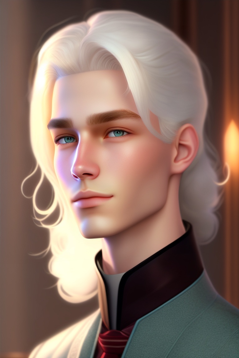 Lexica - Cute young man with a boyish face. pale skin and long white ...