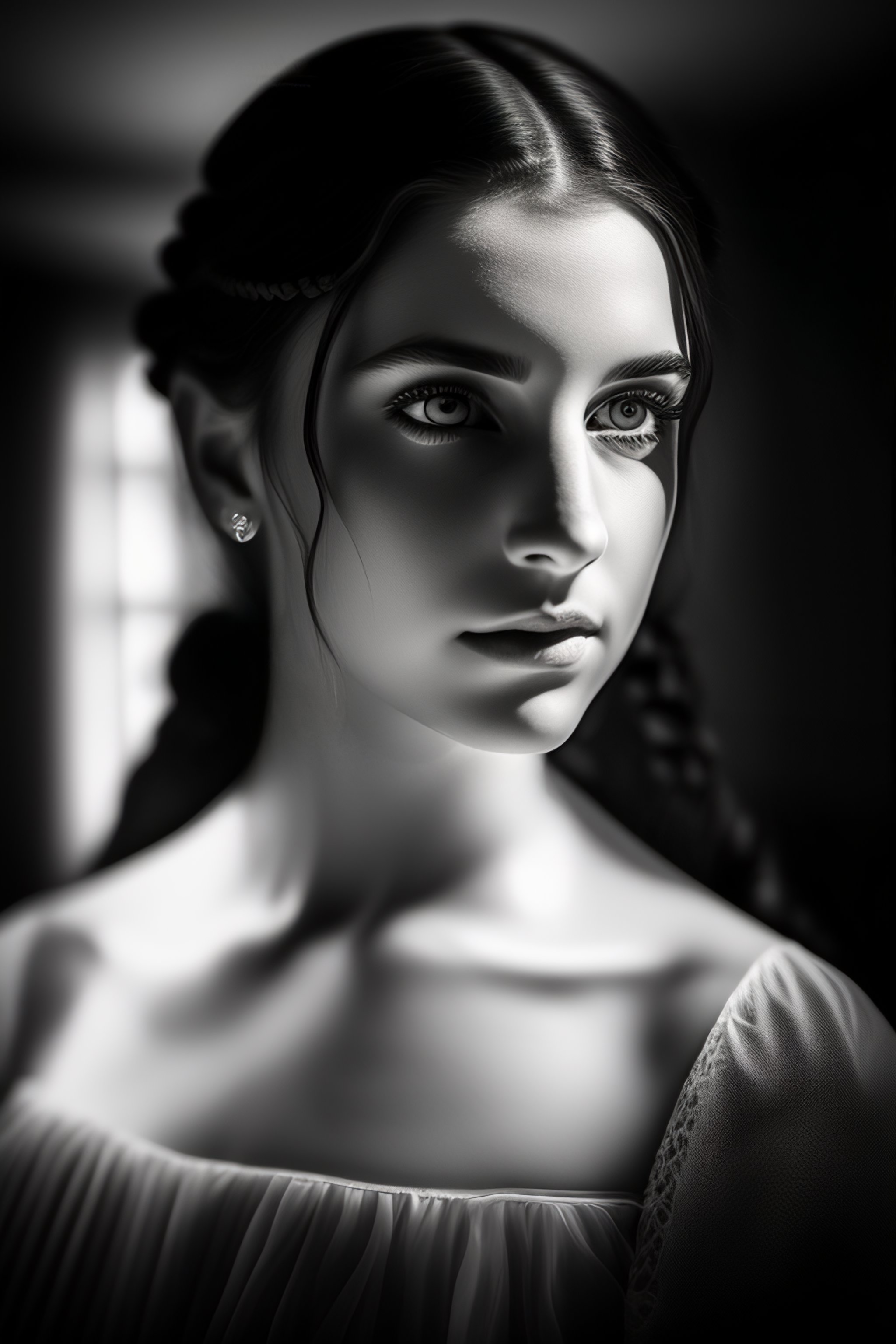Lexica - Ghost girl in victorian house, black and white, volumetric ...