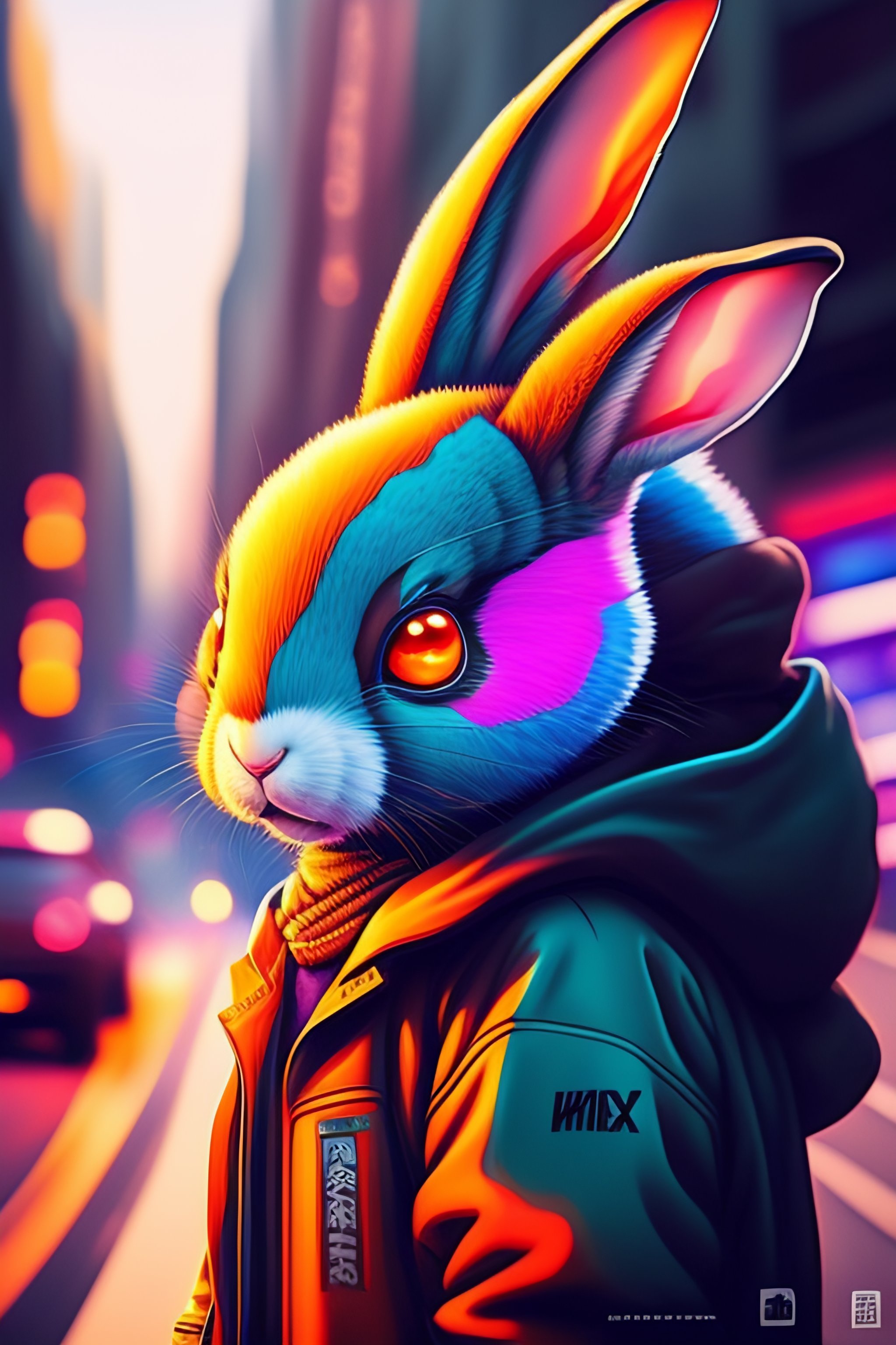Lexica - Photo of fusion of a RABBIT moster in city streets , style of ...