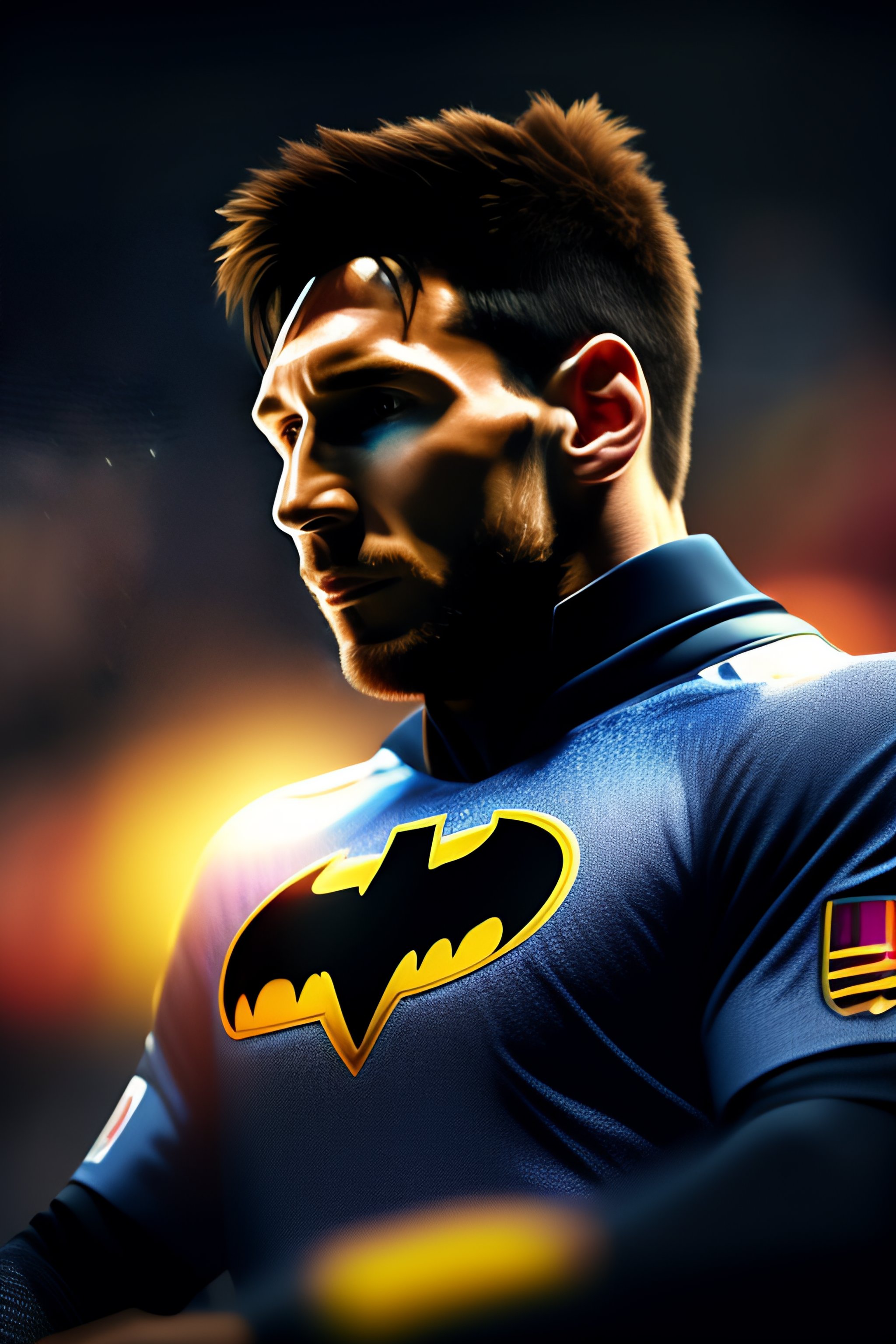 Lexica - Lionel Messi seated next to Batman, photorealistic 4k