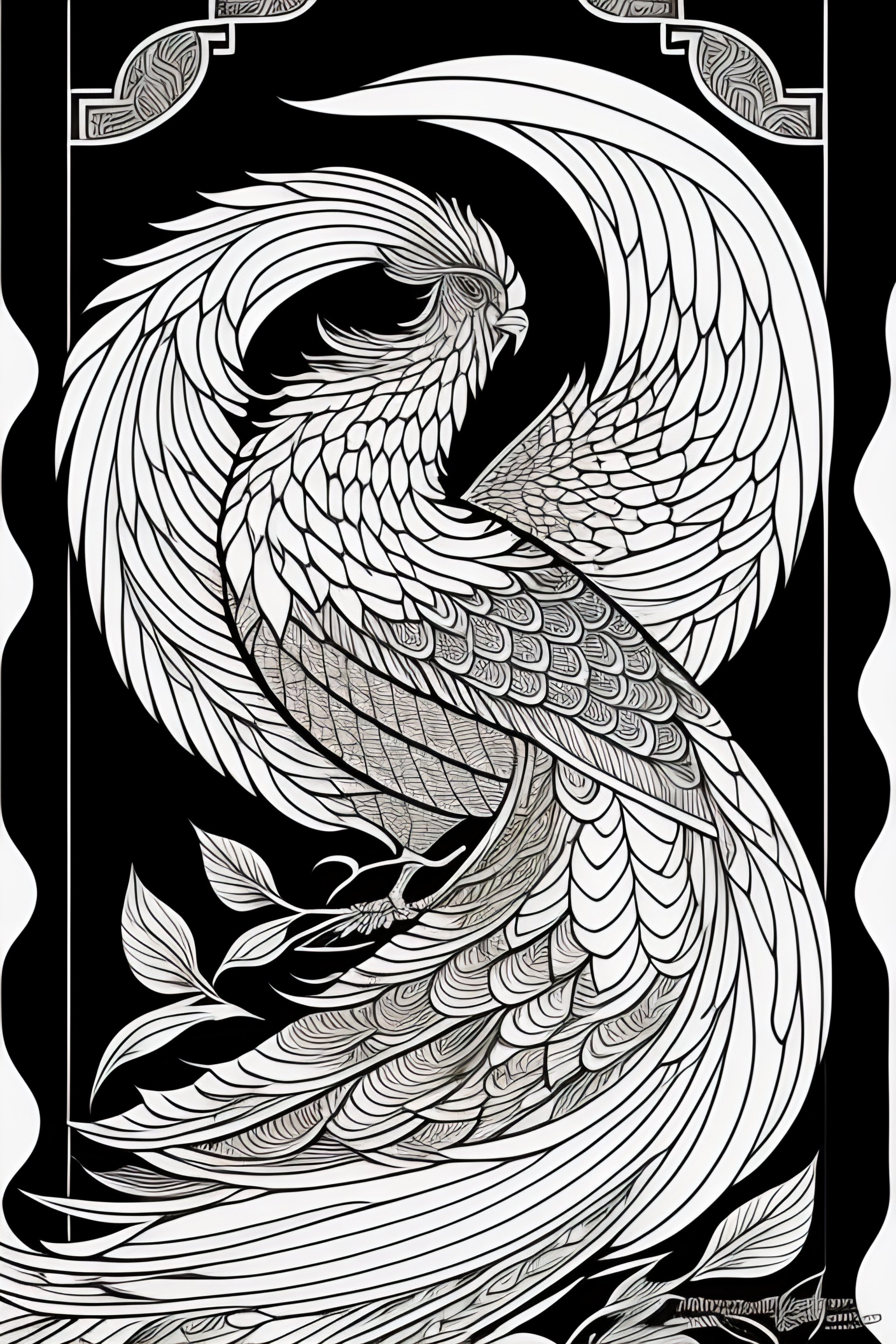 Lexica - Phoenix, line drawing, frontimage, papiro, clean clear lines ...
