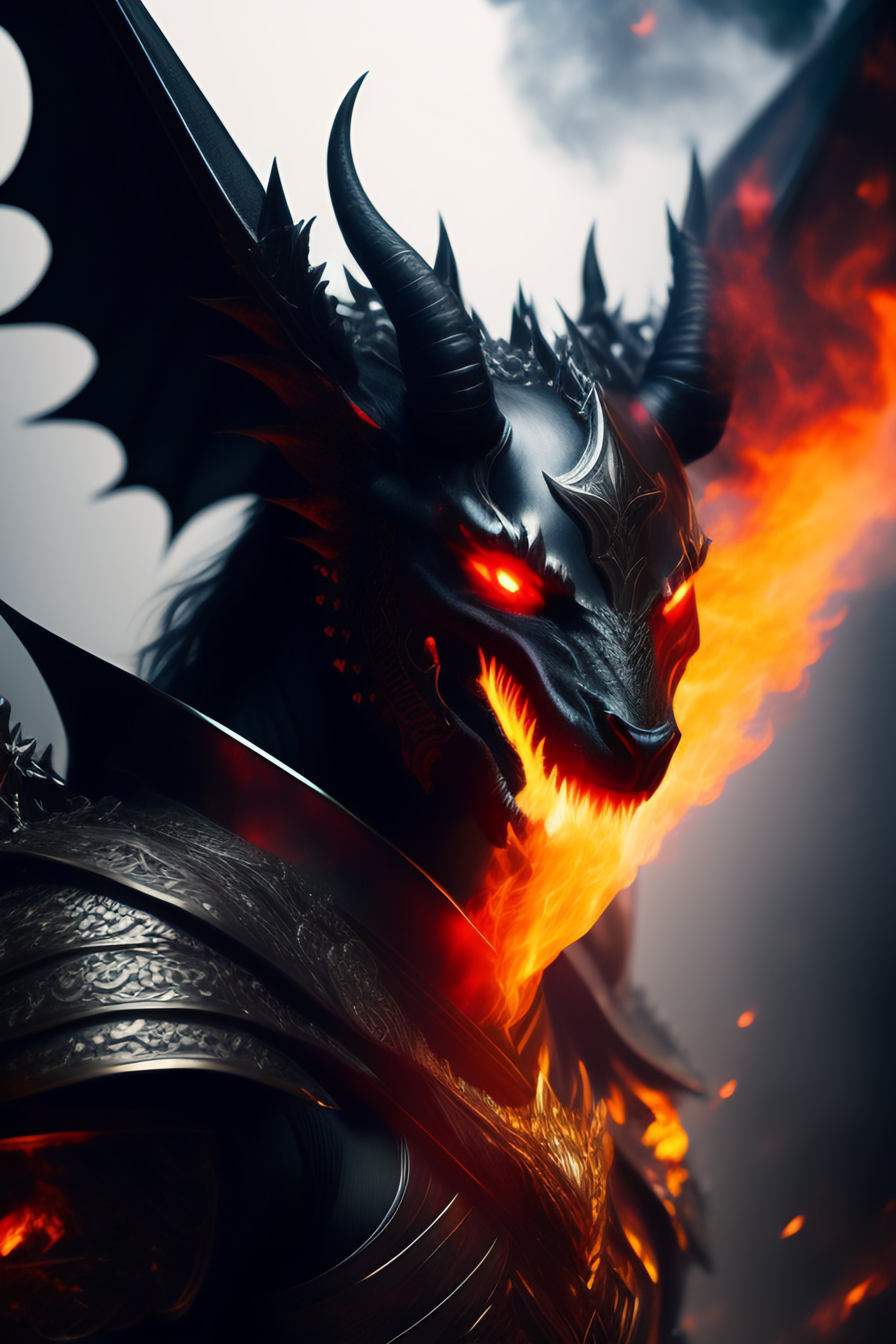 Lexica - A demon made of black smoke, dragon eyes, sparks of fire and ...