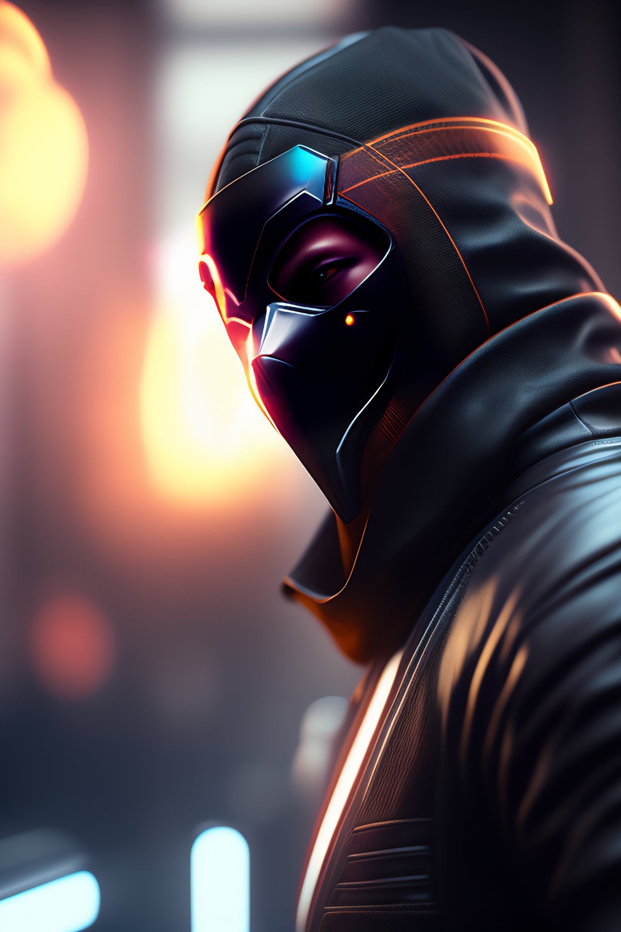 Lexica - Masked cyberpunk assassin, shooting gun, hyper realistic ...