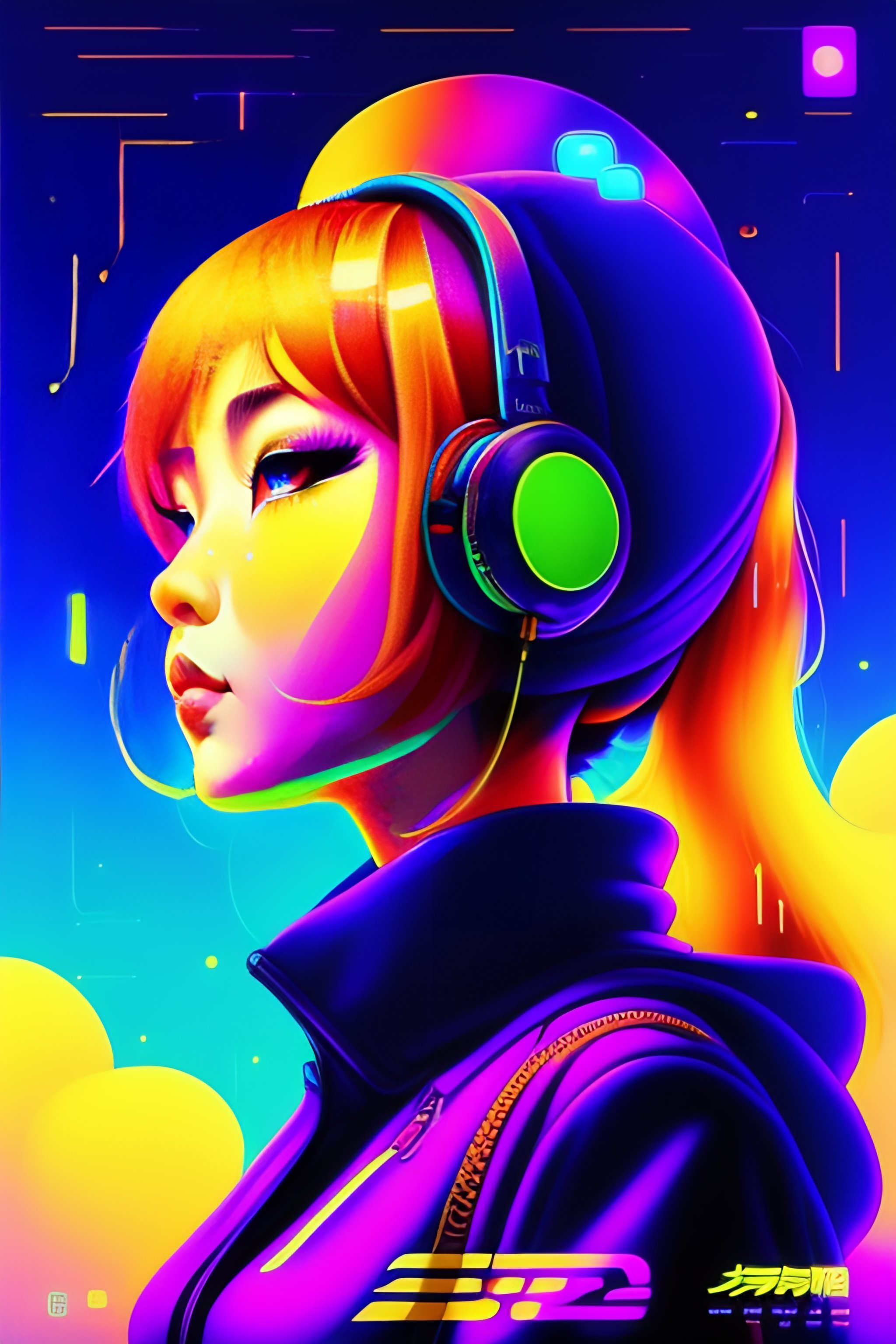 Lexica - Chiho aoshima, breakcore, style of jet set radio, y2k, gloom, cel-shaded art style ...
