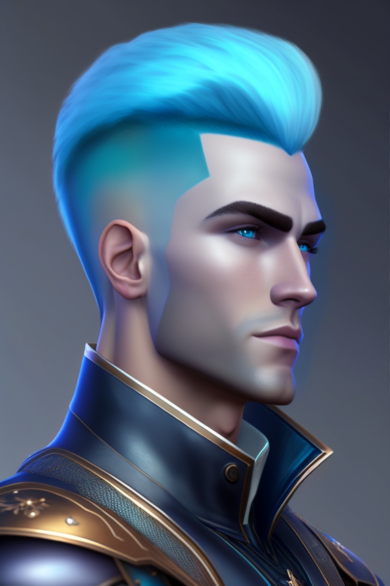 Lexica - A male fantasy avatar image, showing only the head. Blueish ...