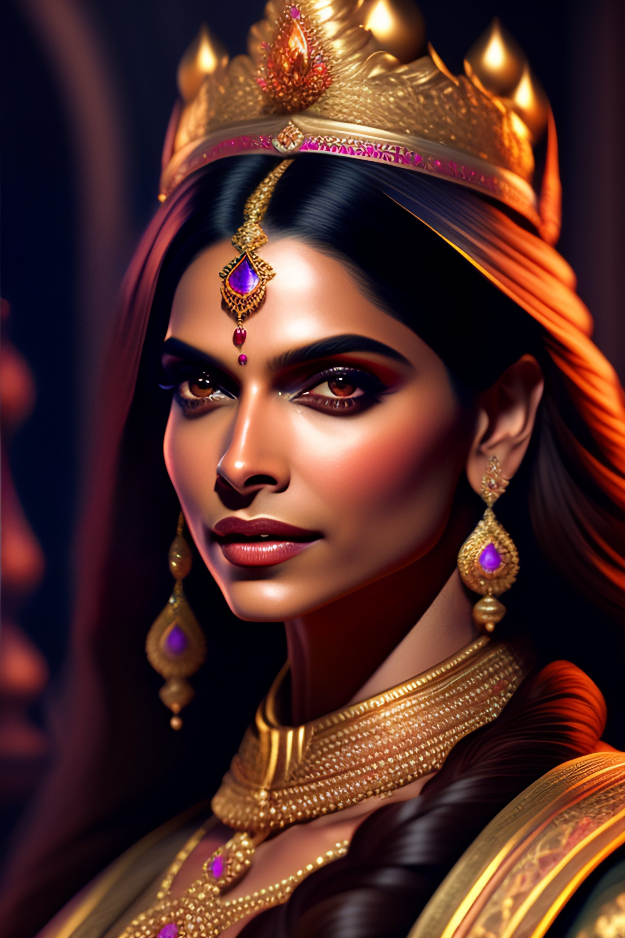 Lexica - Close up of actor deepika padukone as a goddes princess ...