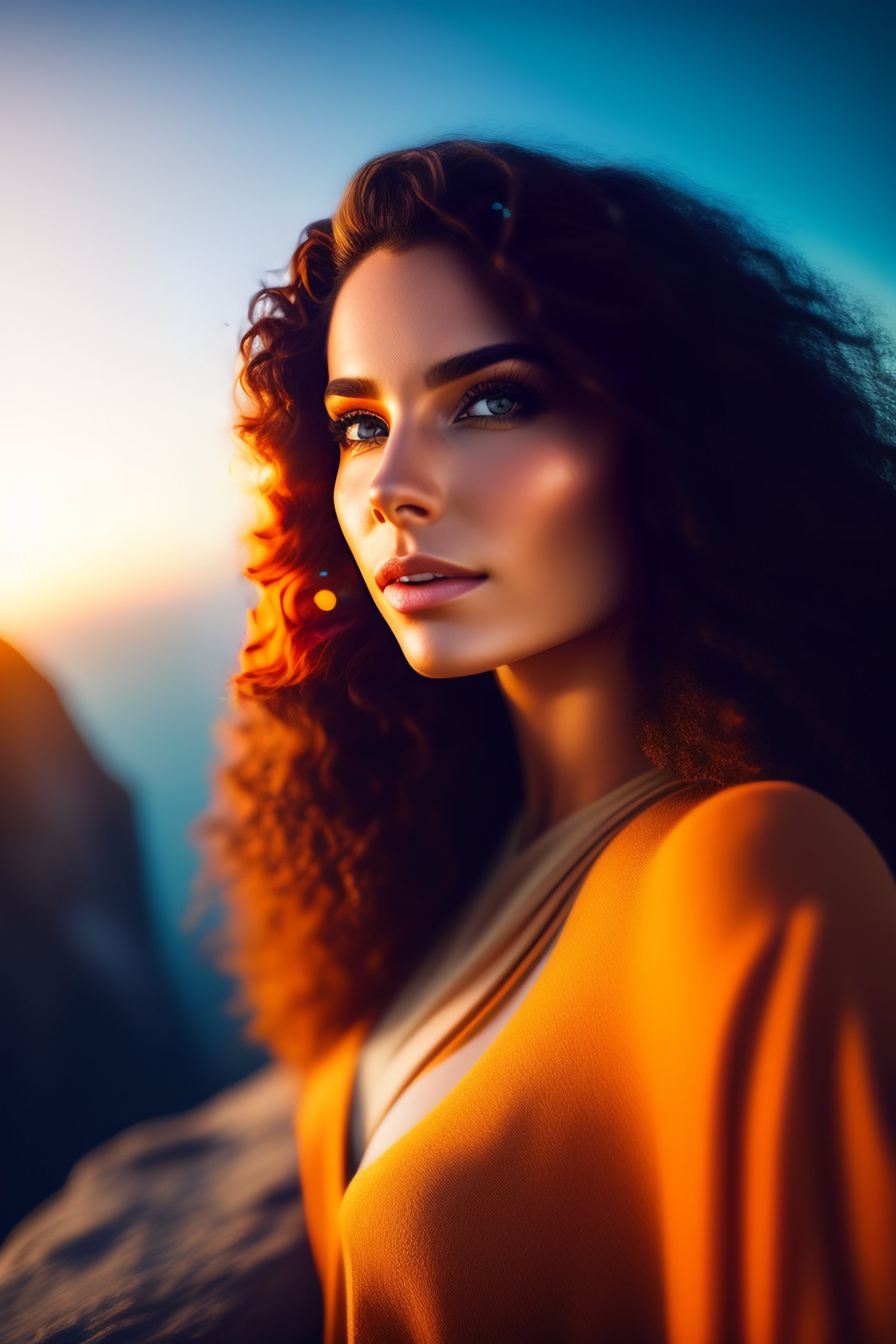 Lexica - Selfie of a beautiful woman with gorgeous flowy hair, standing ...