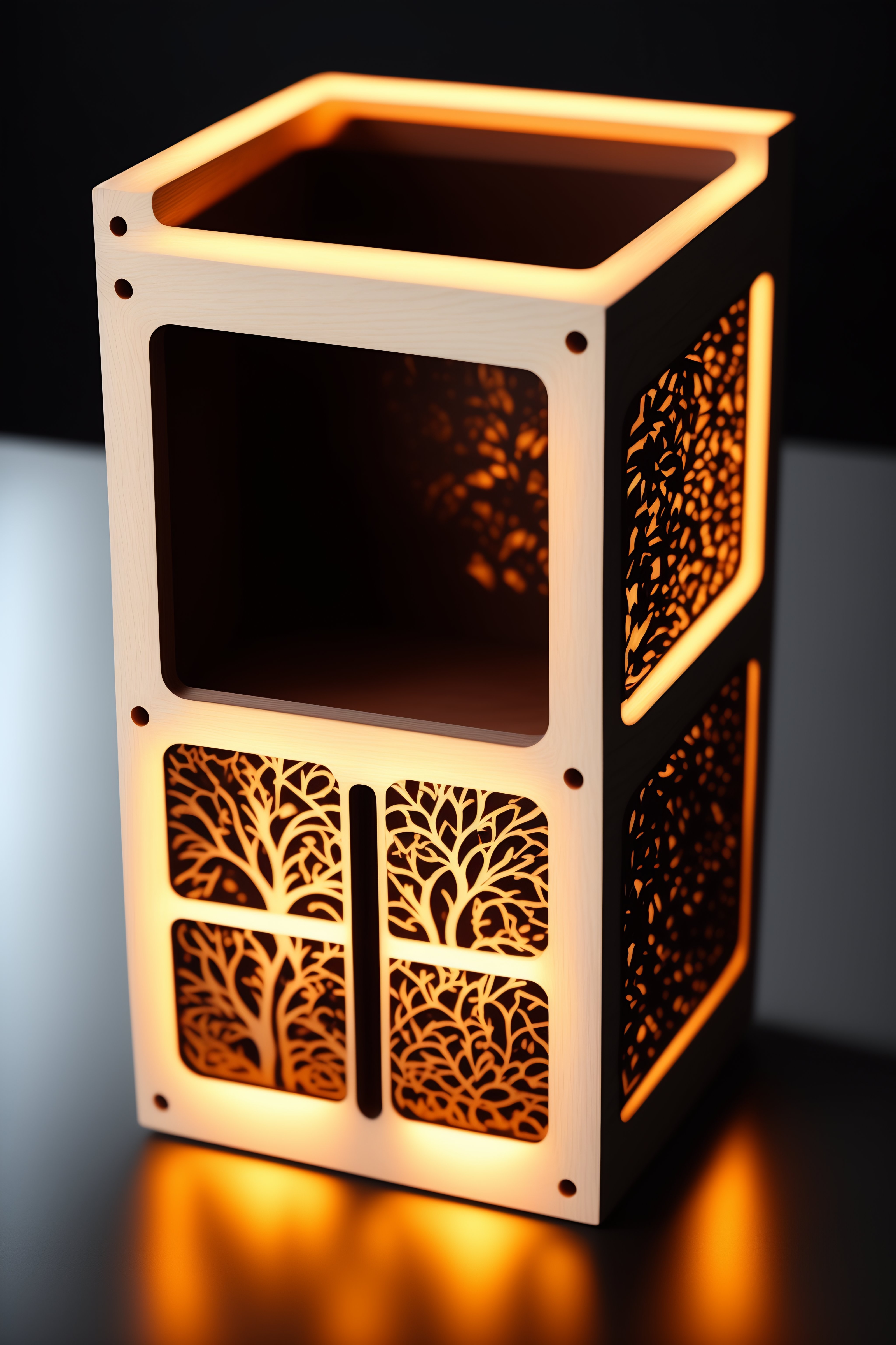 Lexica - Lasercut wood case box led MDF