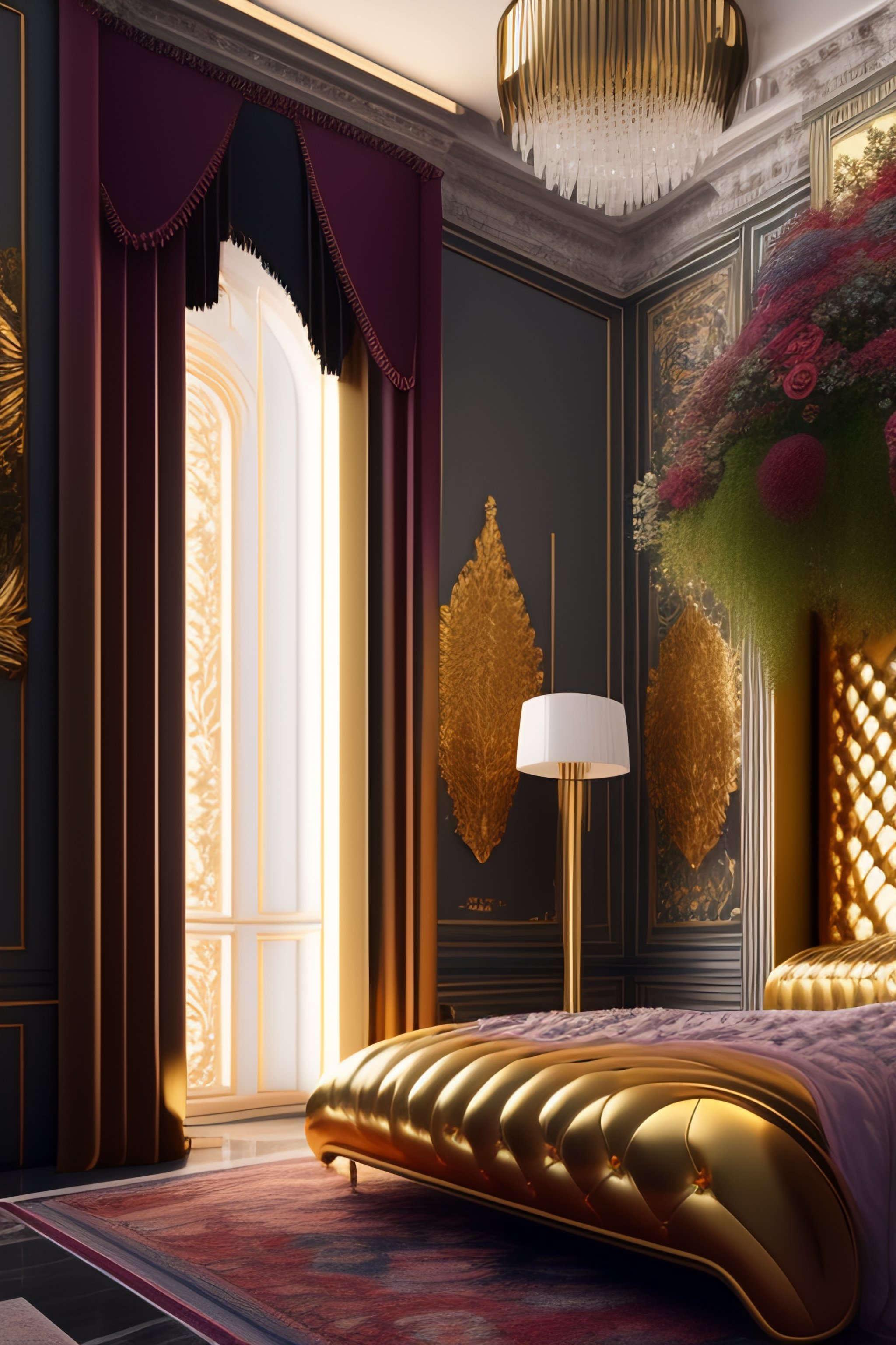 Lexica - Architectural digest photo of a maximalist bedroom living room ...