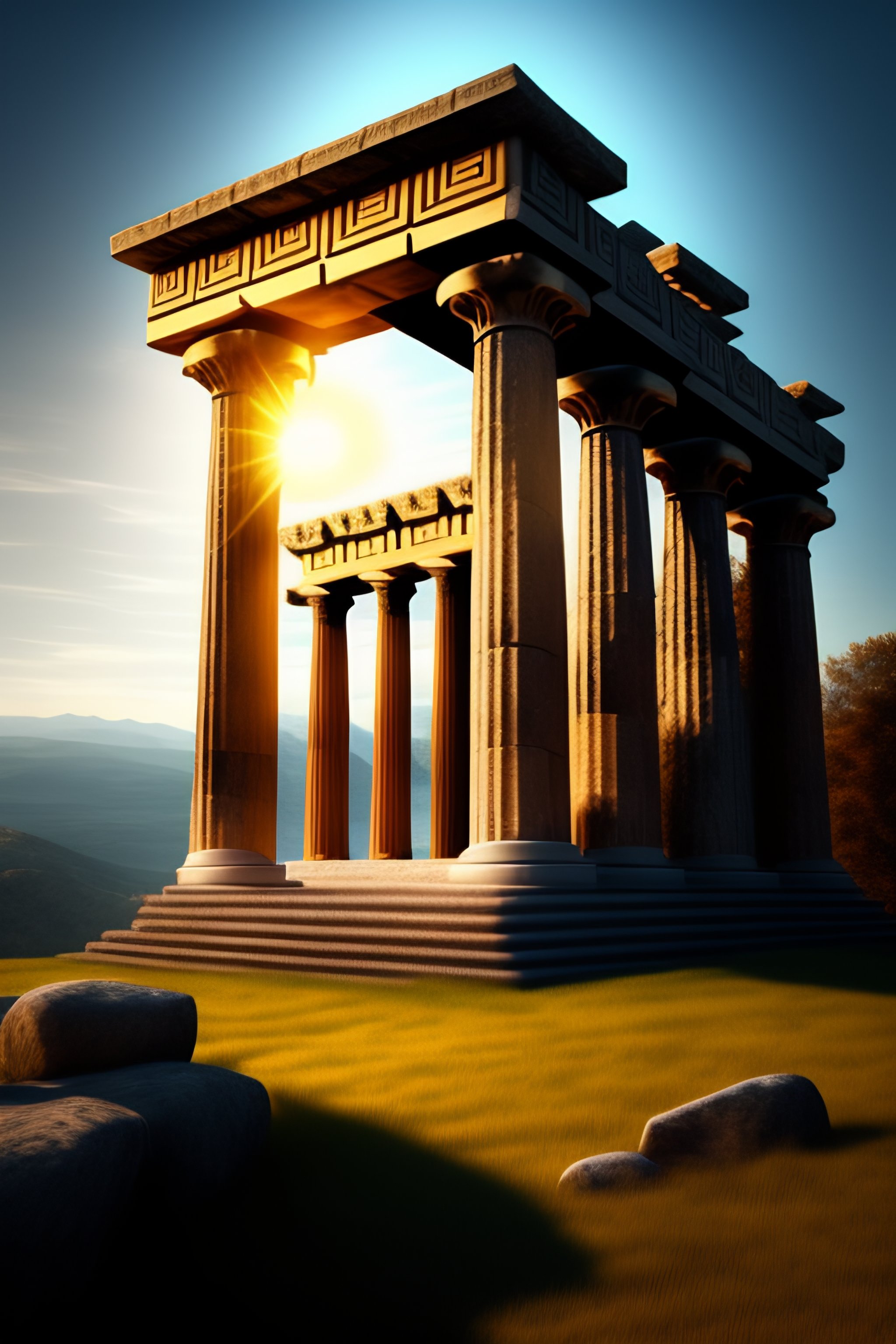 Lexica - Ancient greek temple on a hill in the sunlight
