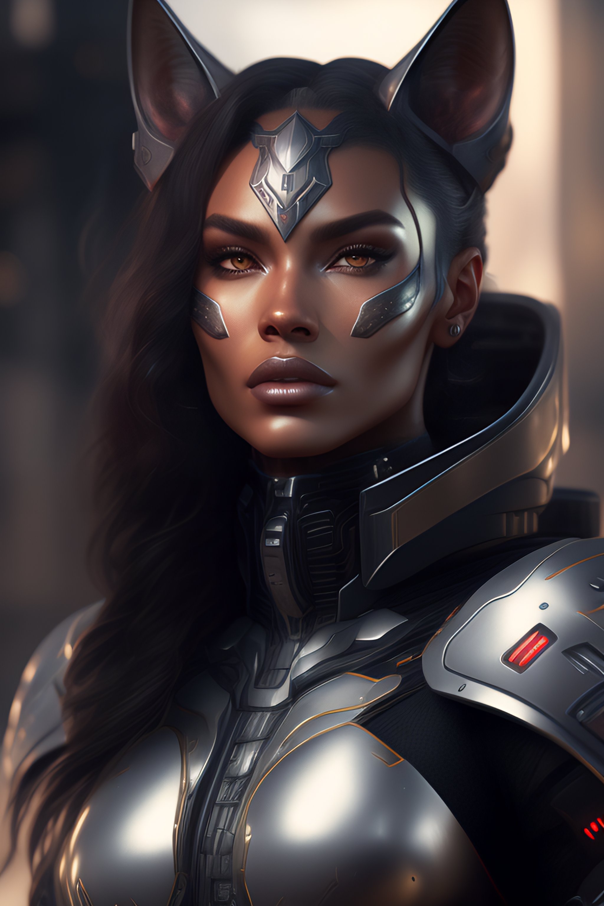 Lexica - Portrait painting of a cybernetic grey werewolf with power ...