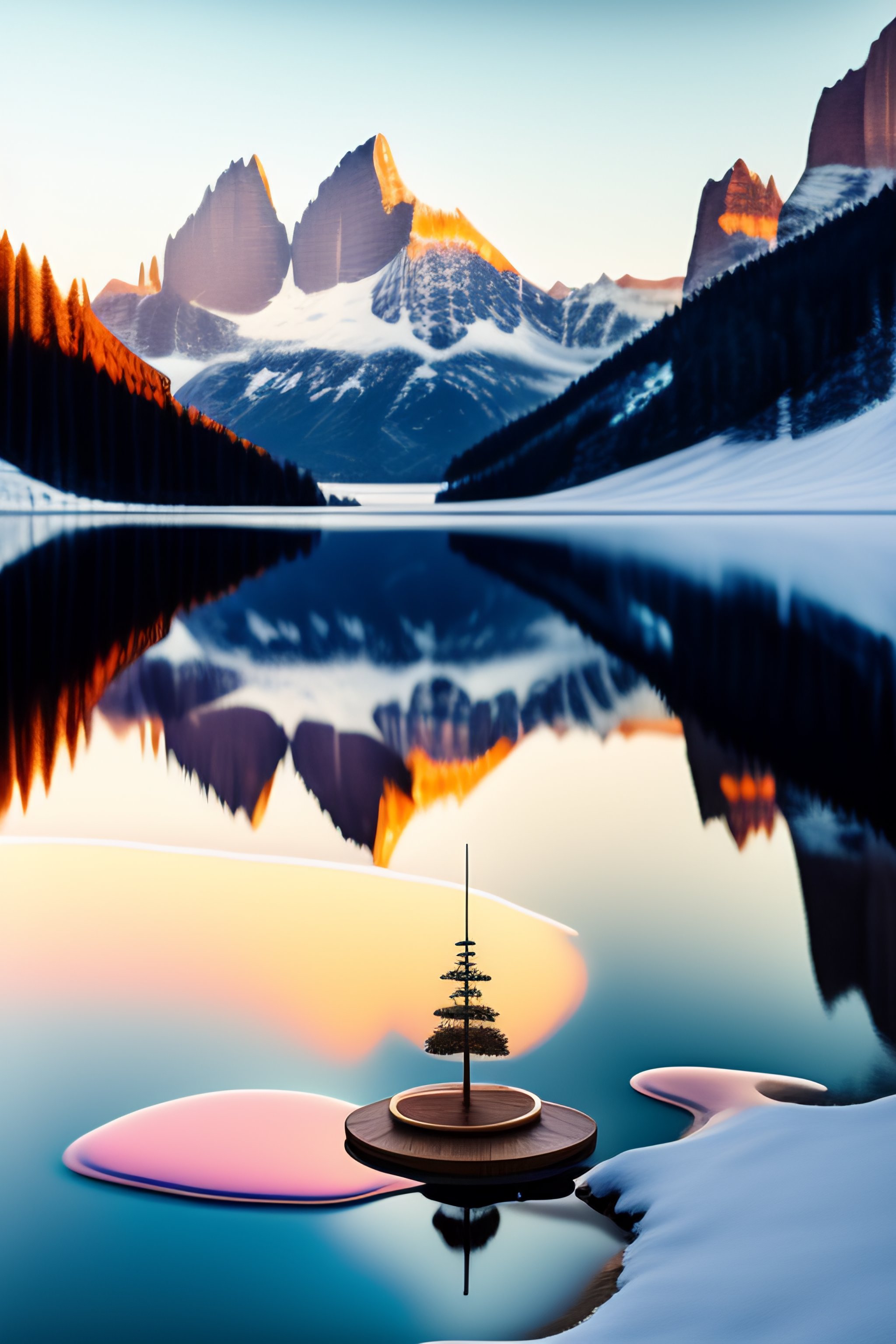 Lexica - A beautiful floating island with a painter with a easel by ...