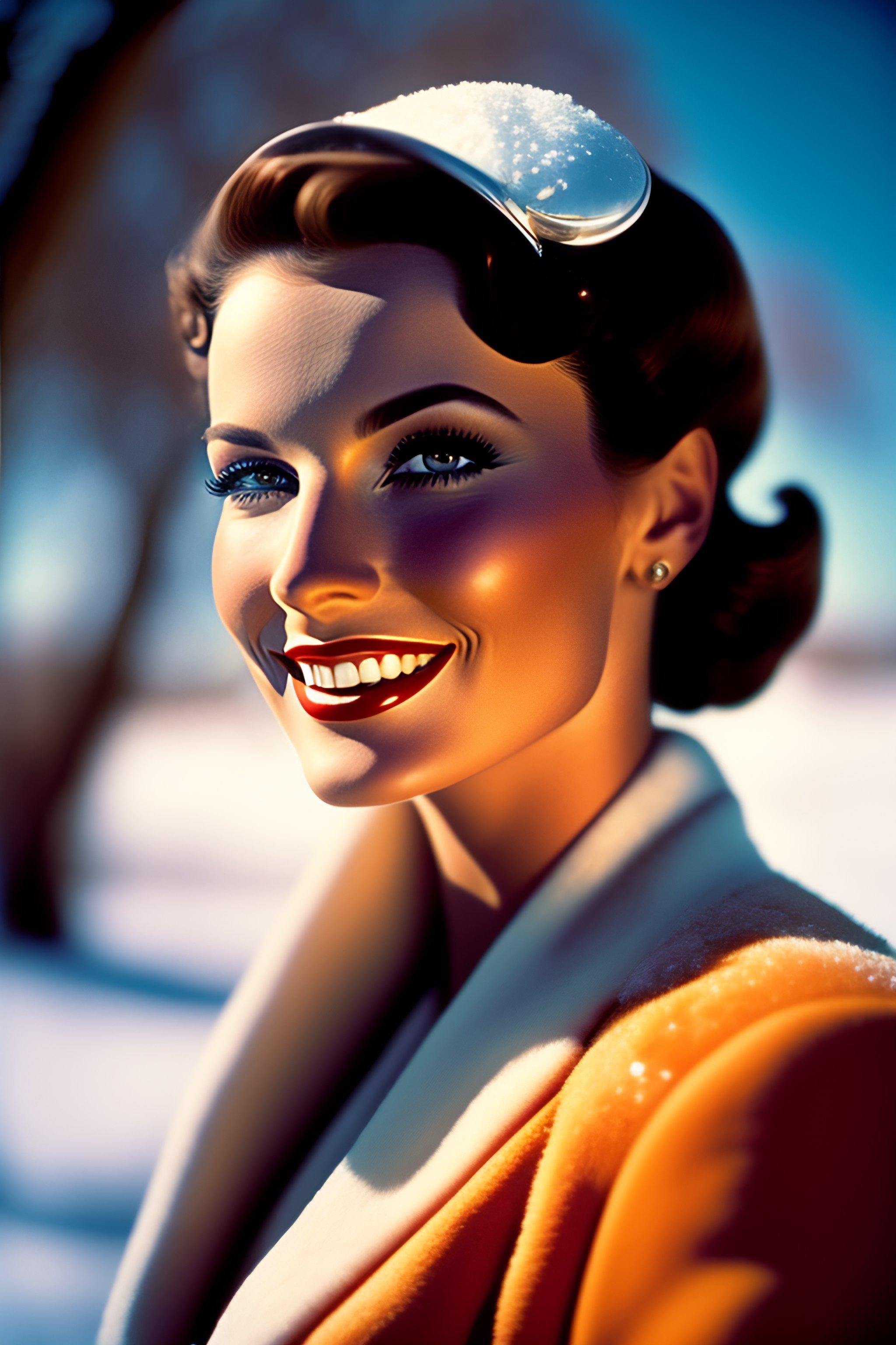 Lexica - 1950's shiny atompunk poster style, super model beautiful ...