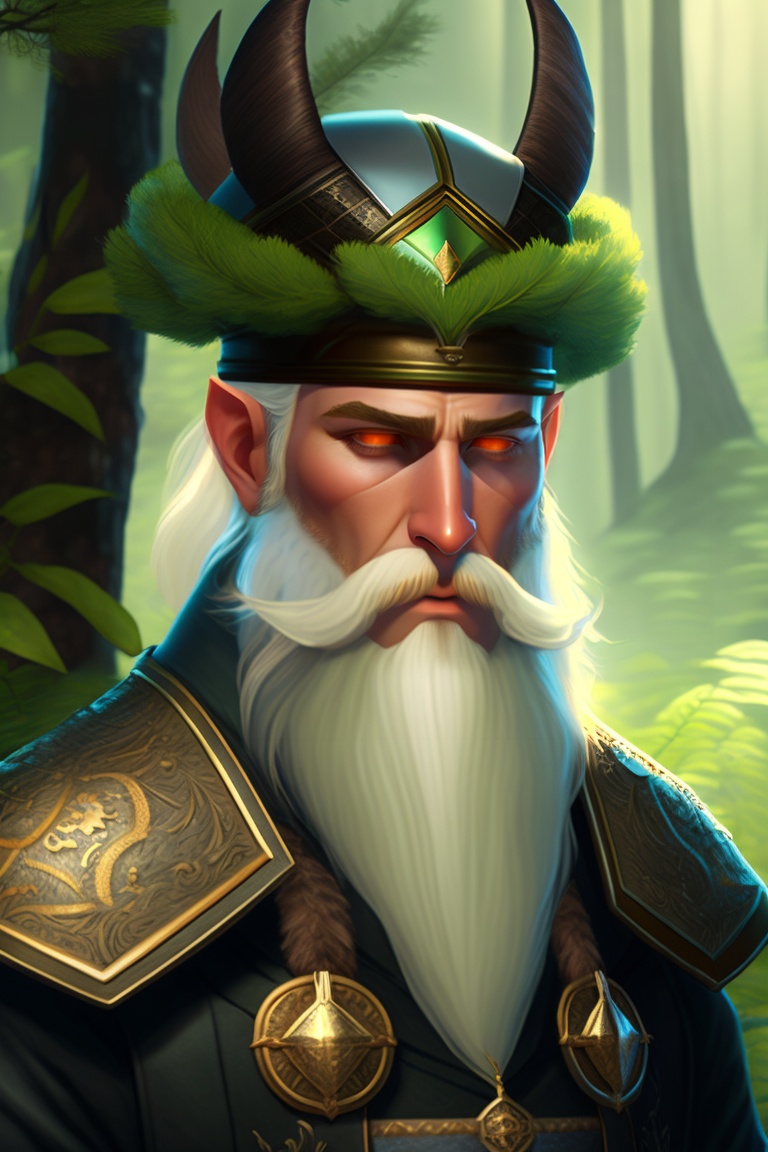 Lexica - A bald elf with sage features, long white beard, black ...