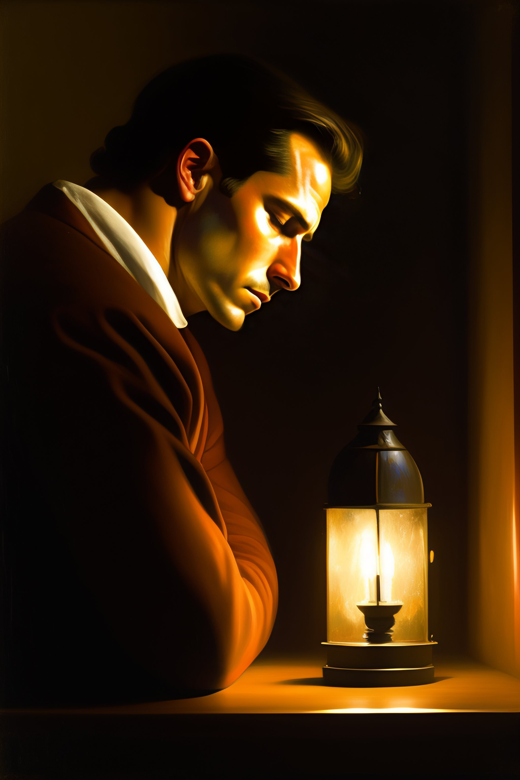 Lexica - Portrait of a man weeping in a dimly lit room