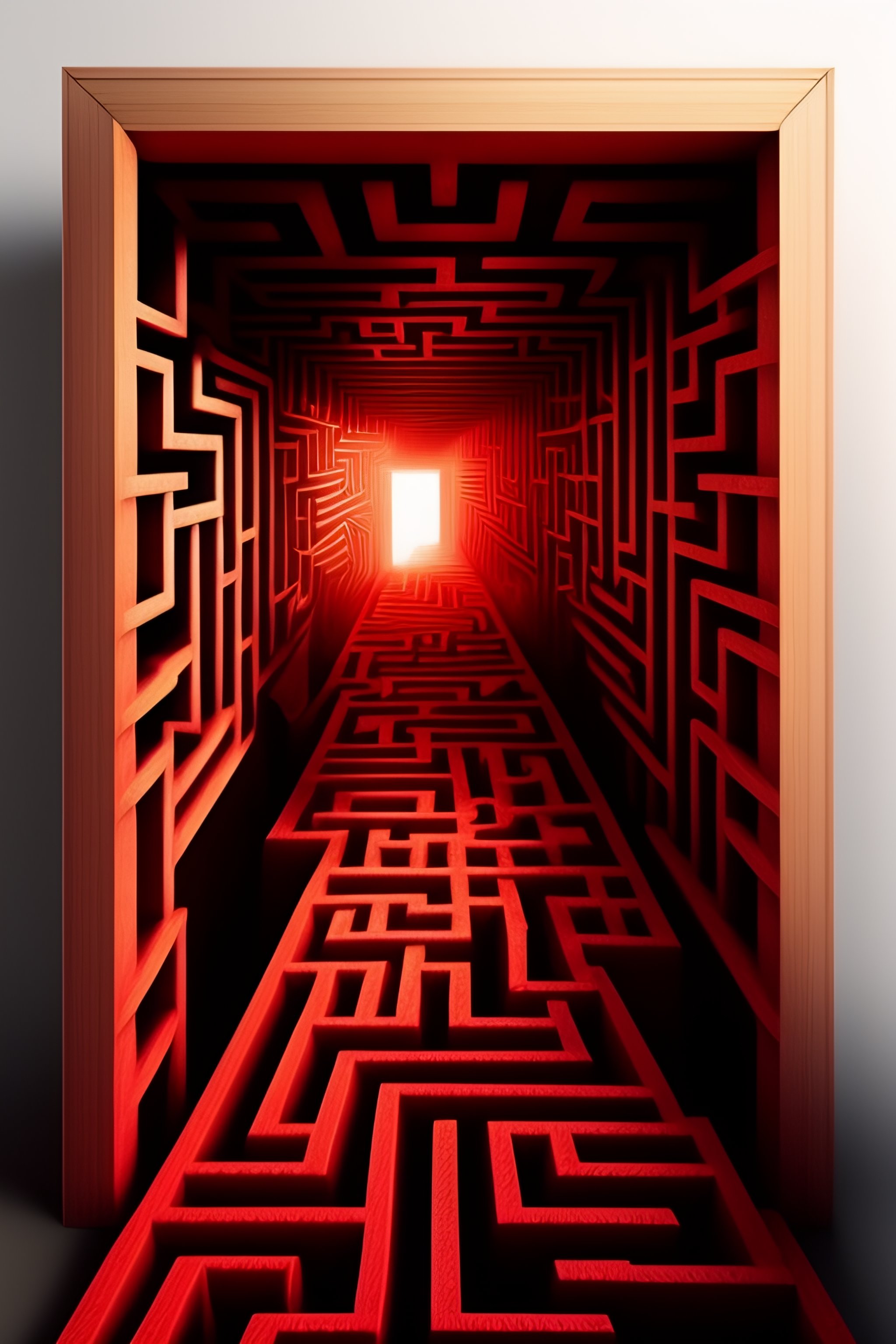 Lexica - Long red thread going through a maze, realistic, highly detailed