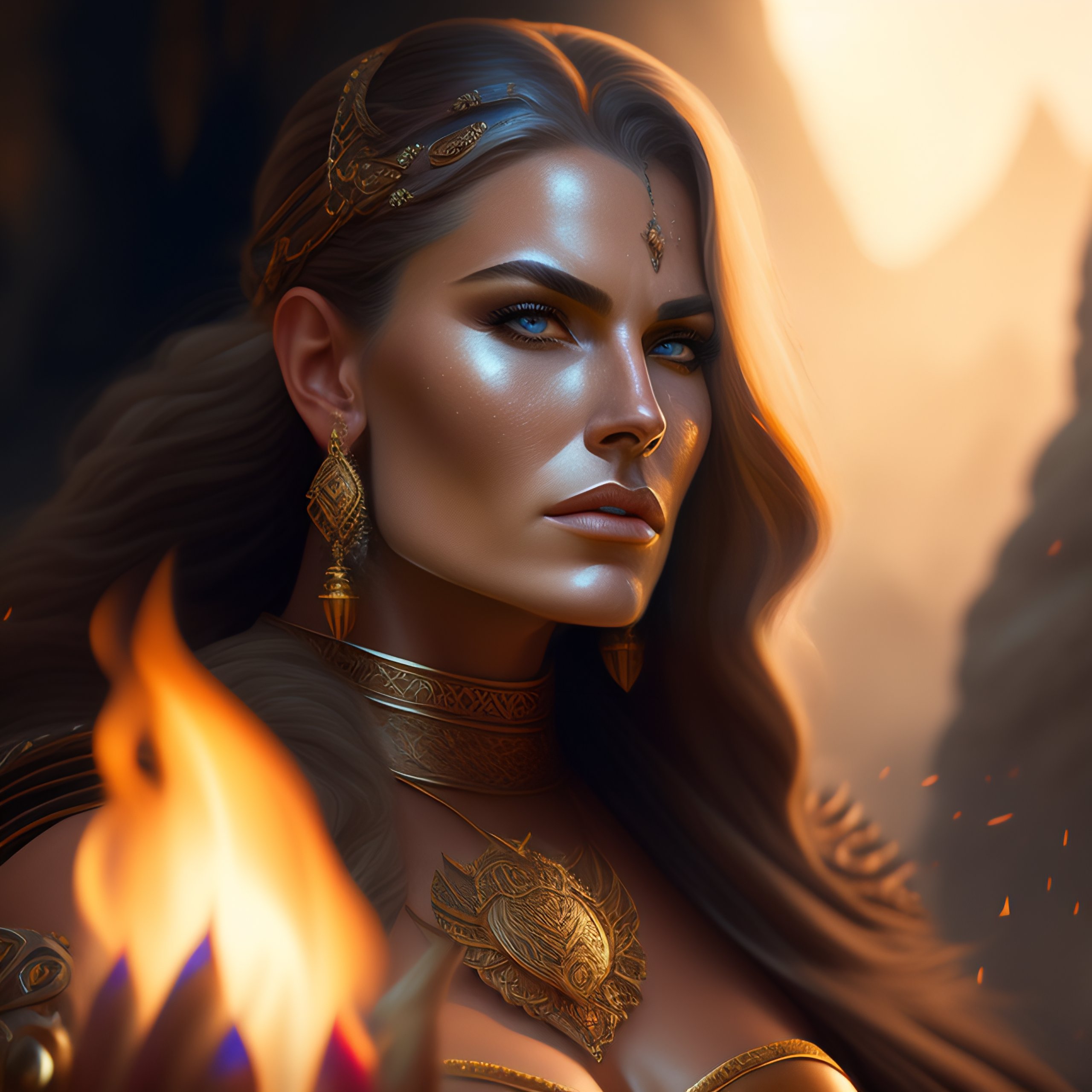 Lexica - A portrait of a women viking runing muscular, smoking a cigar ...