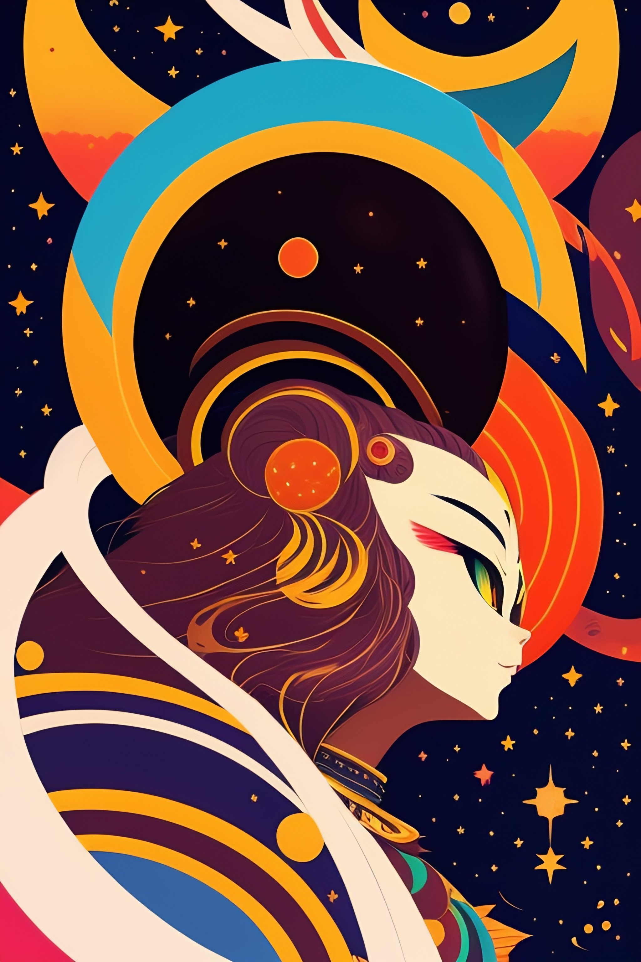 Lexica - Poster art by Tomokazu Matsuyama, featured on pixiv, space art, 2 brown cats, 2d game ...