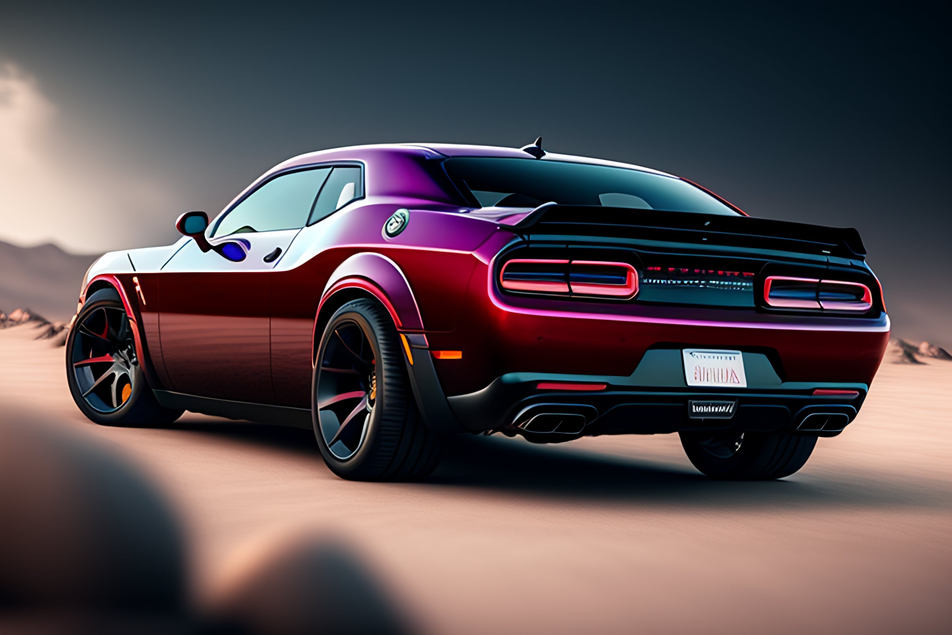 Lexica - Highly detailed 2022 Dodge Challenger Hellcat Redeye racing in ...