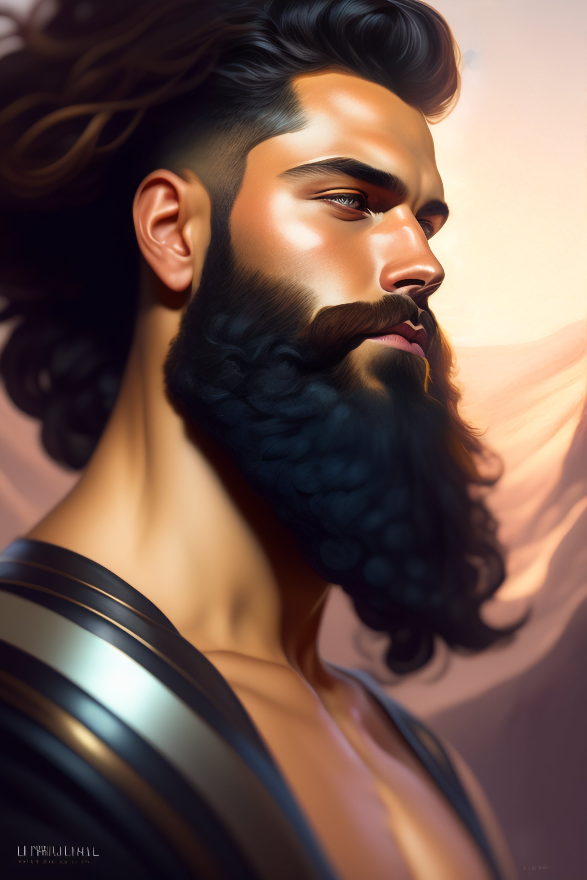 Lexica - Realistic portrait of a natural strong bearded man, shaped ...