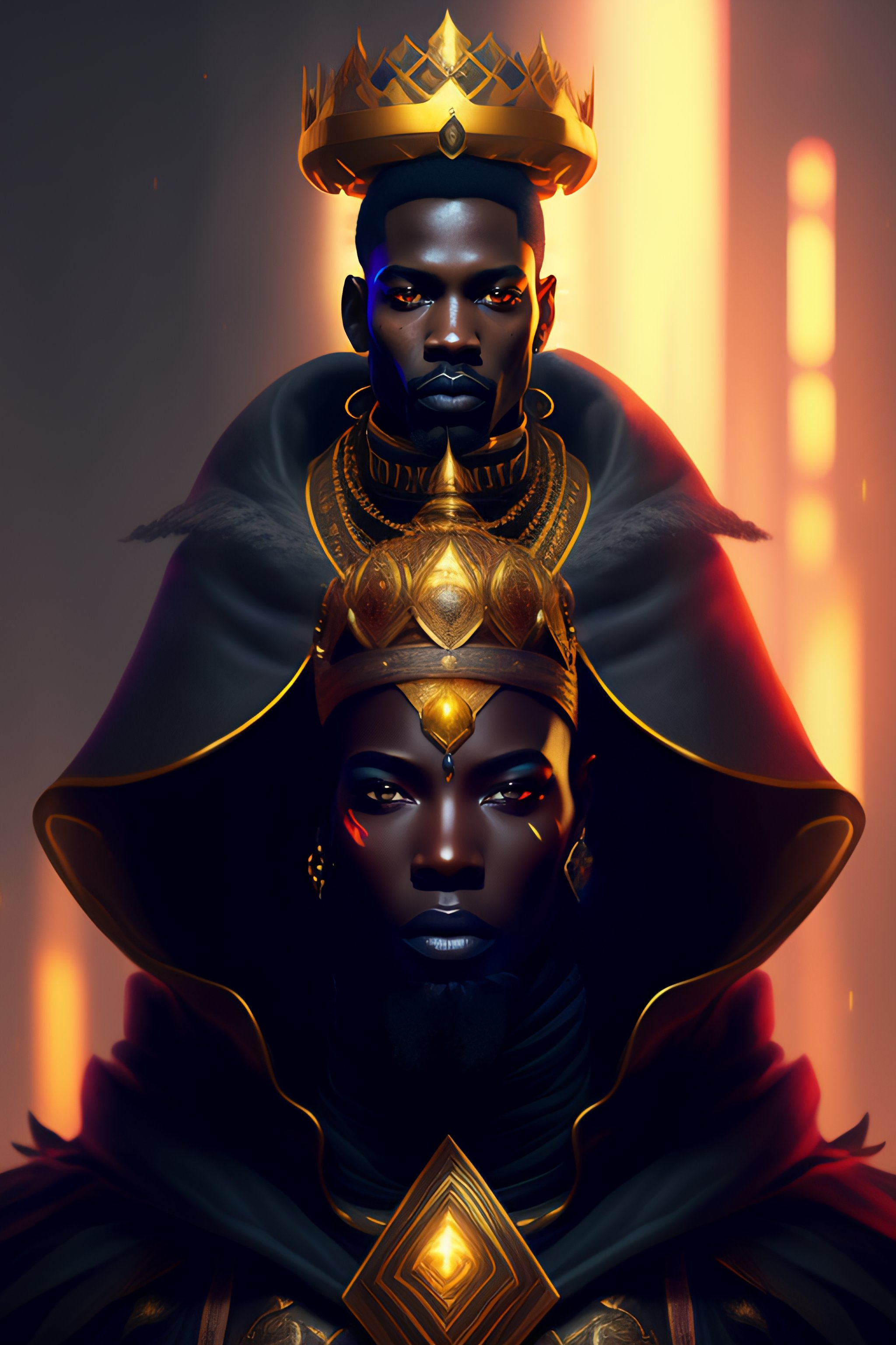 Lexica - A dark and ominous african moor with glowing eyes and a golden ...