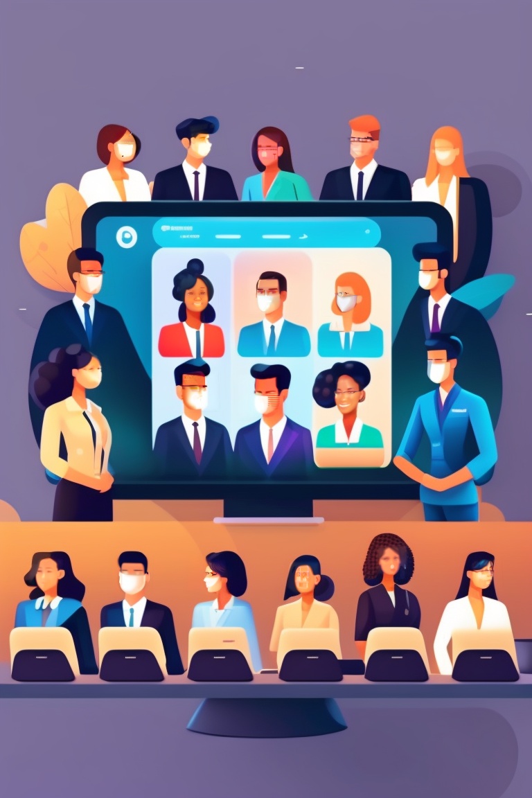 Lexica - An image depicting a virtual conference room with avatars of ...