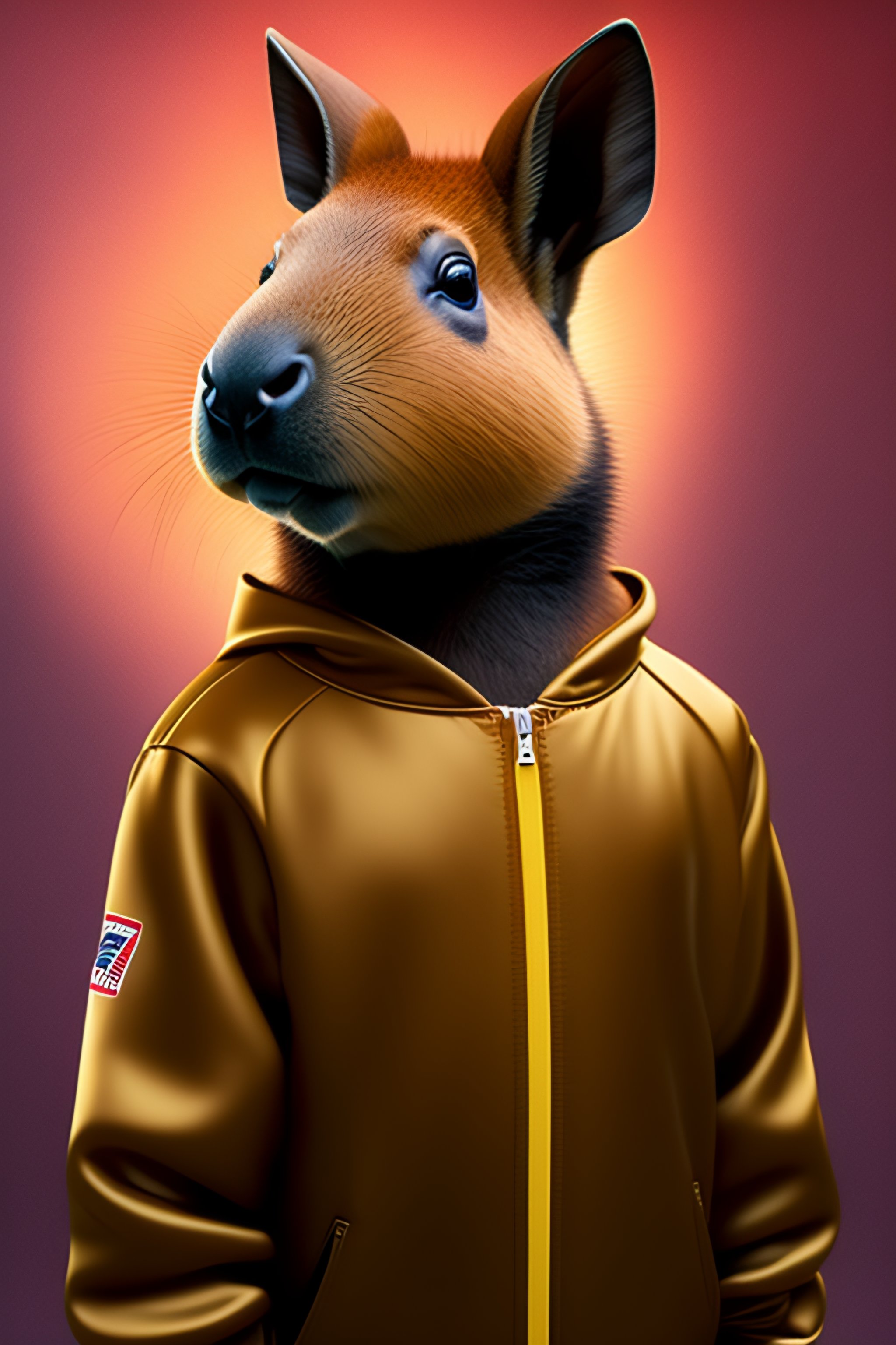 Lexica - Capybara with bad bunni hairstyle, a supreme tracksuit