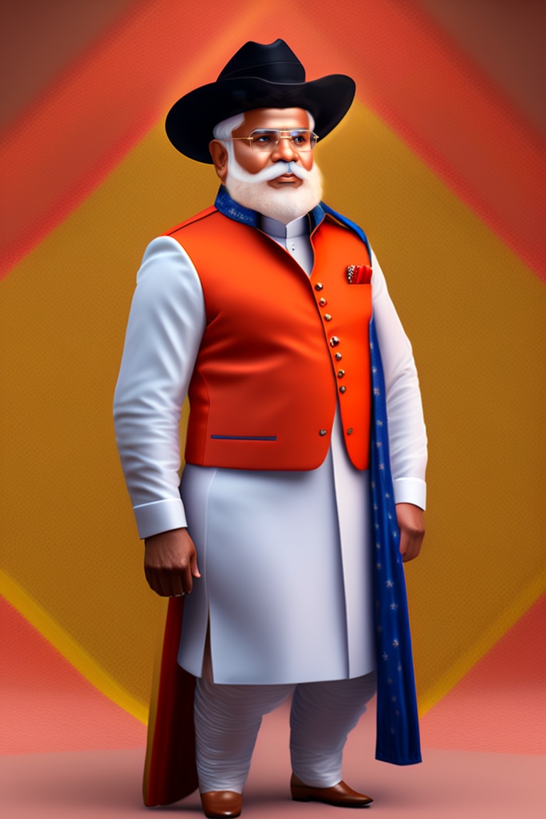 Lexica - Full body 3d render of Narendra Modi wearing beautiful colour ...