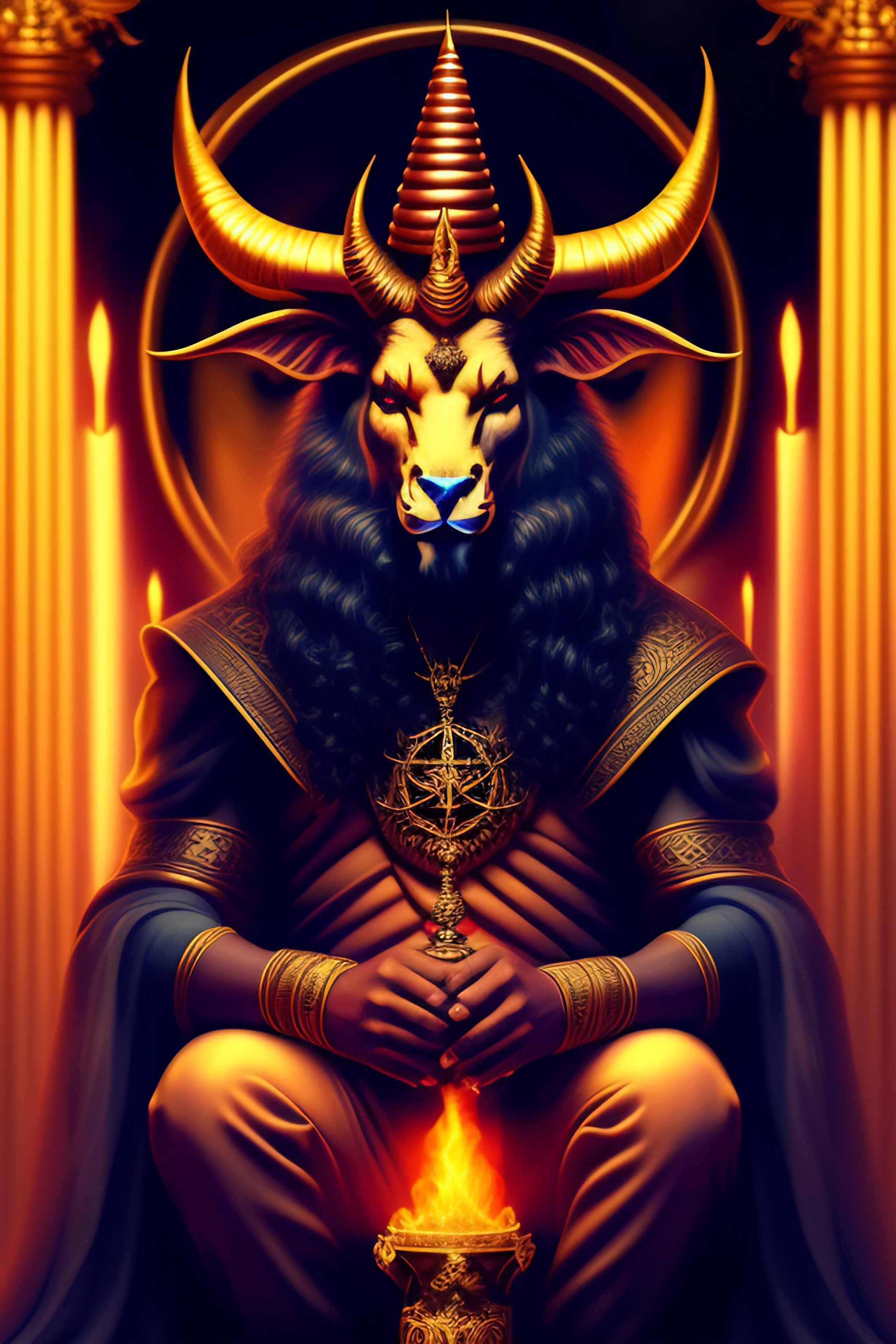Lexica - Portrait of the satanic devil baphomet smoking a big joint of ...