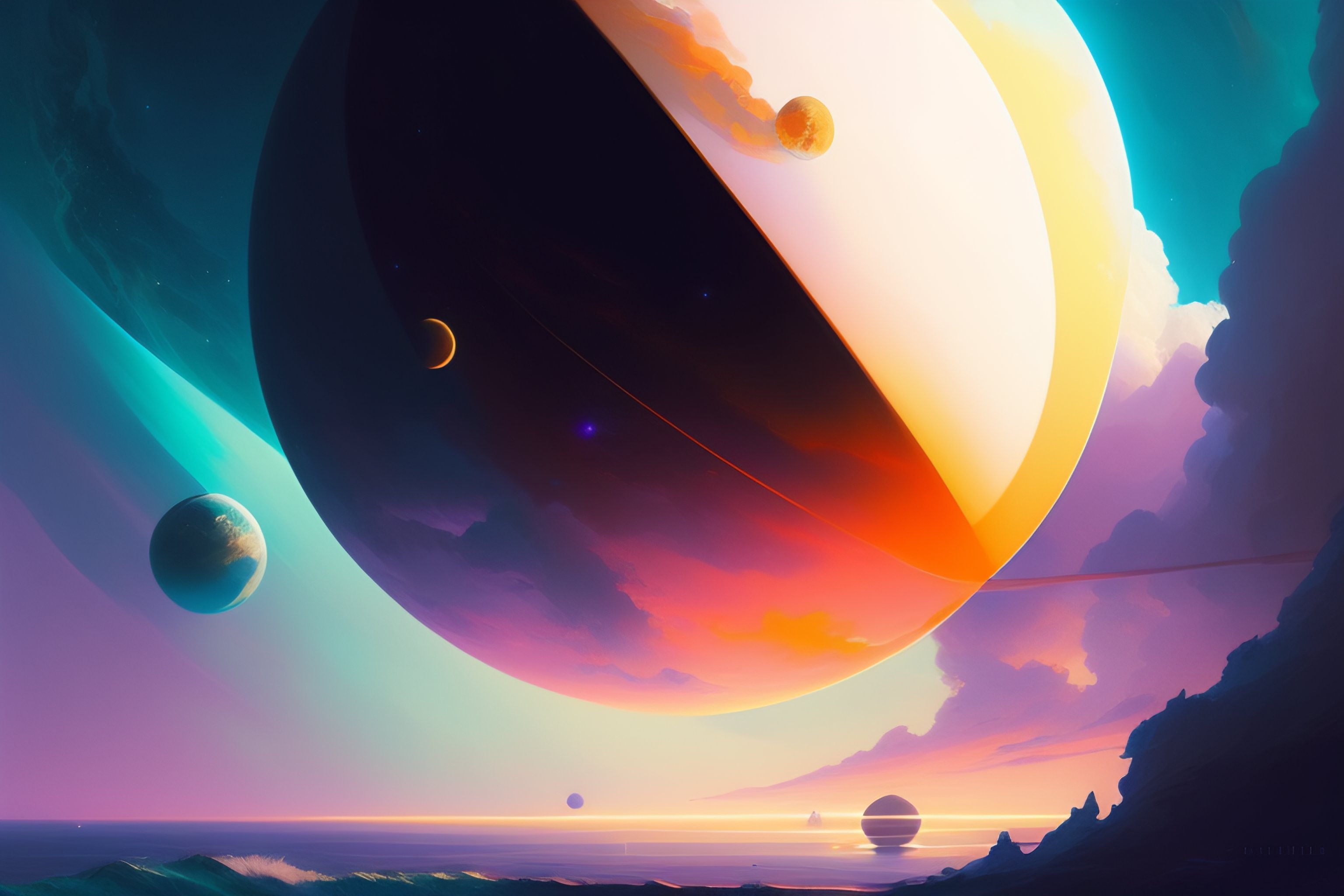 Lexica - A spherical white space stations looms over the ocean by peter ...