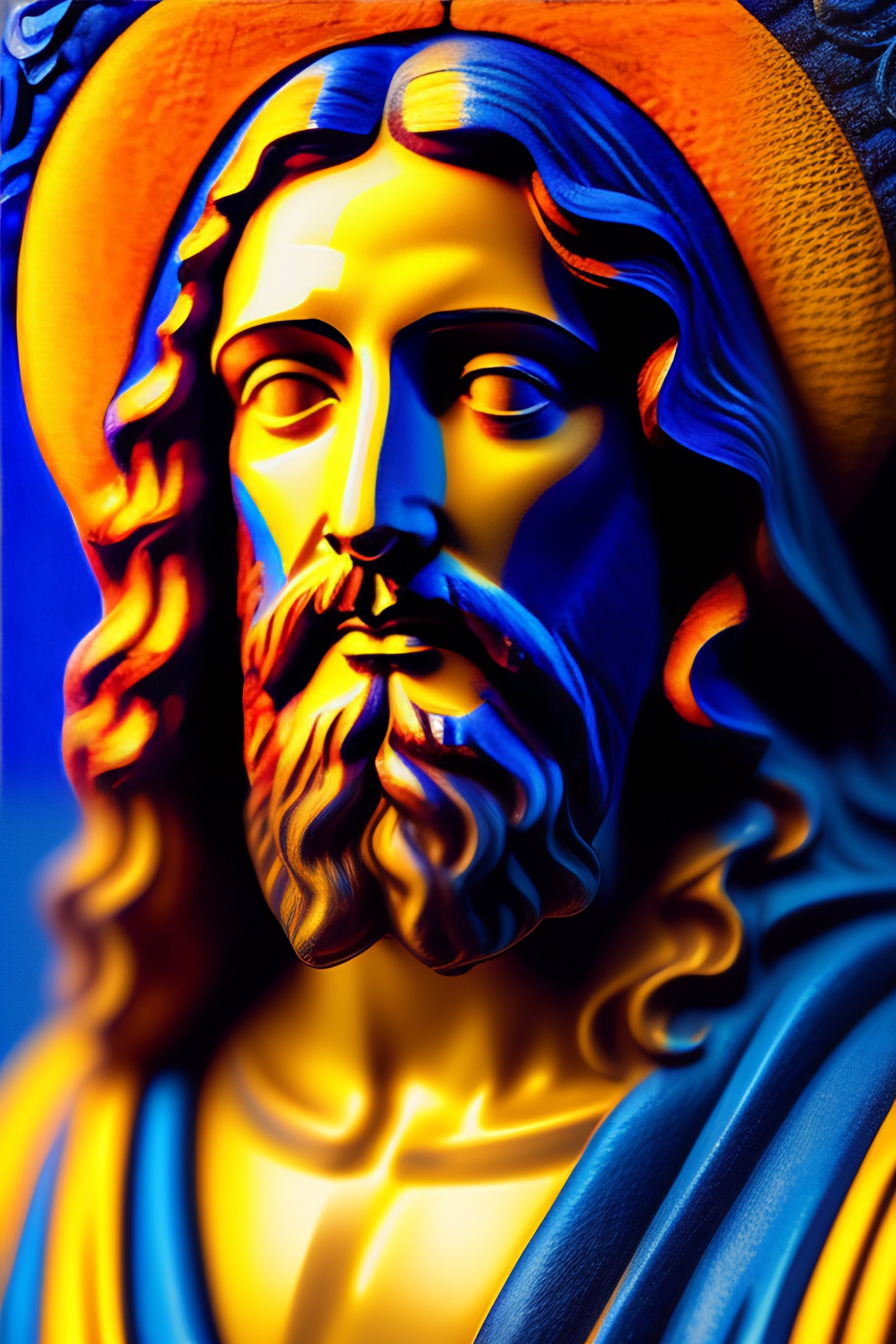 Lexica - A portrait of Jesus blue and yellow manl, highly detailed ...