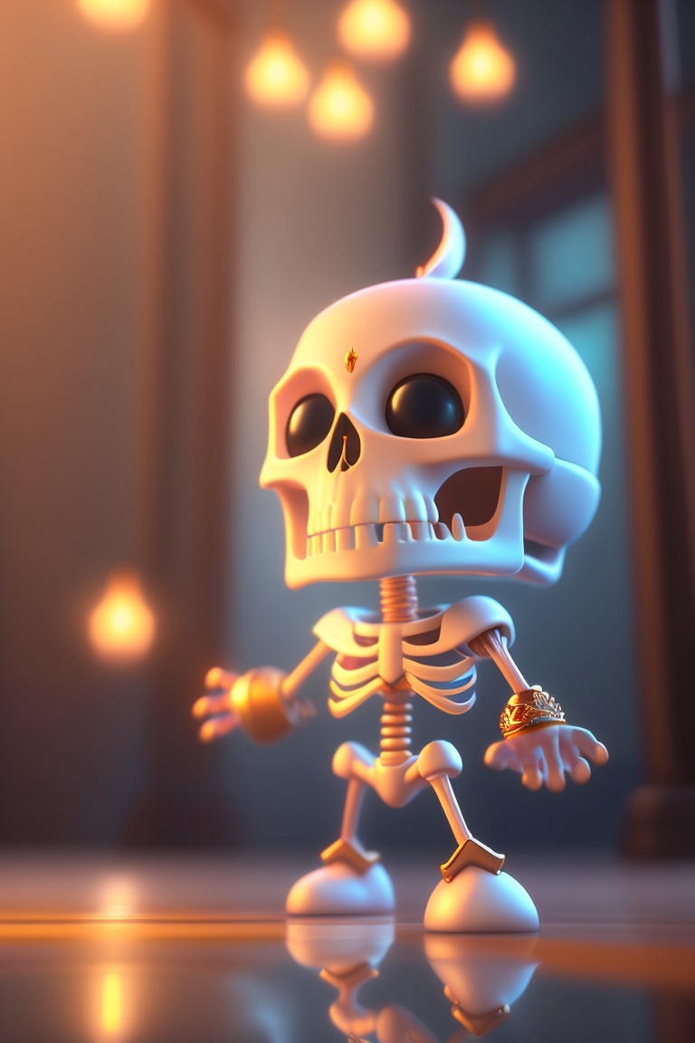 Lexica - Cute small skeleton waving at me and smiling, stylized, unreal ...