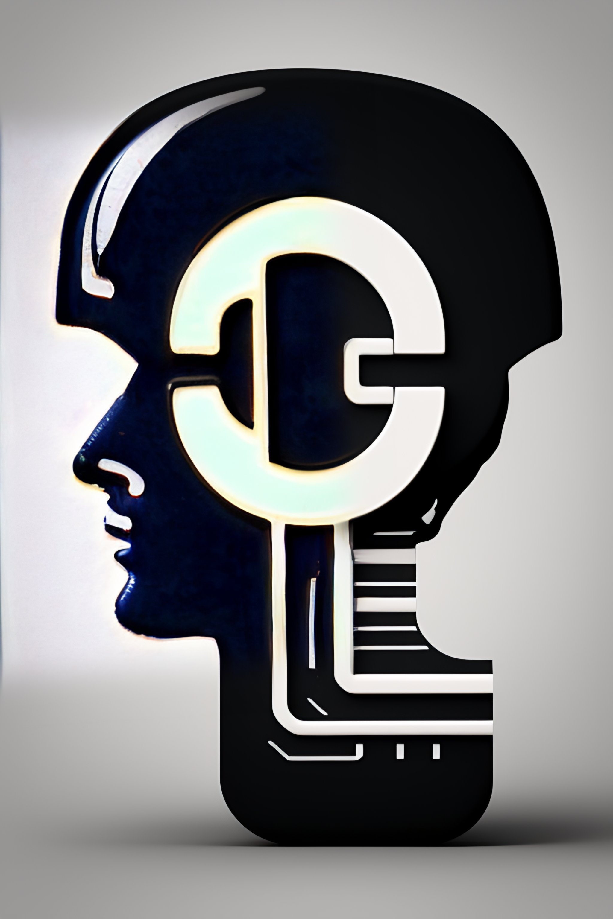 Lexica - Simple 2d, white and black logo icon of a AI robot head made ...