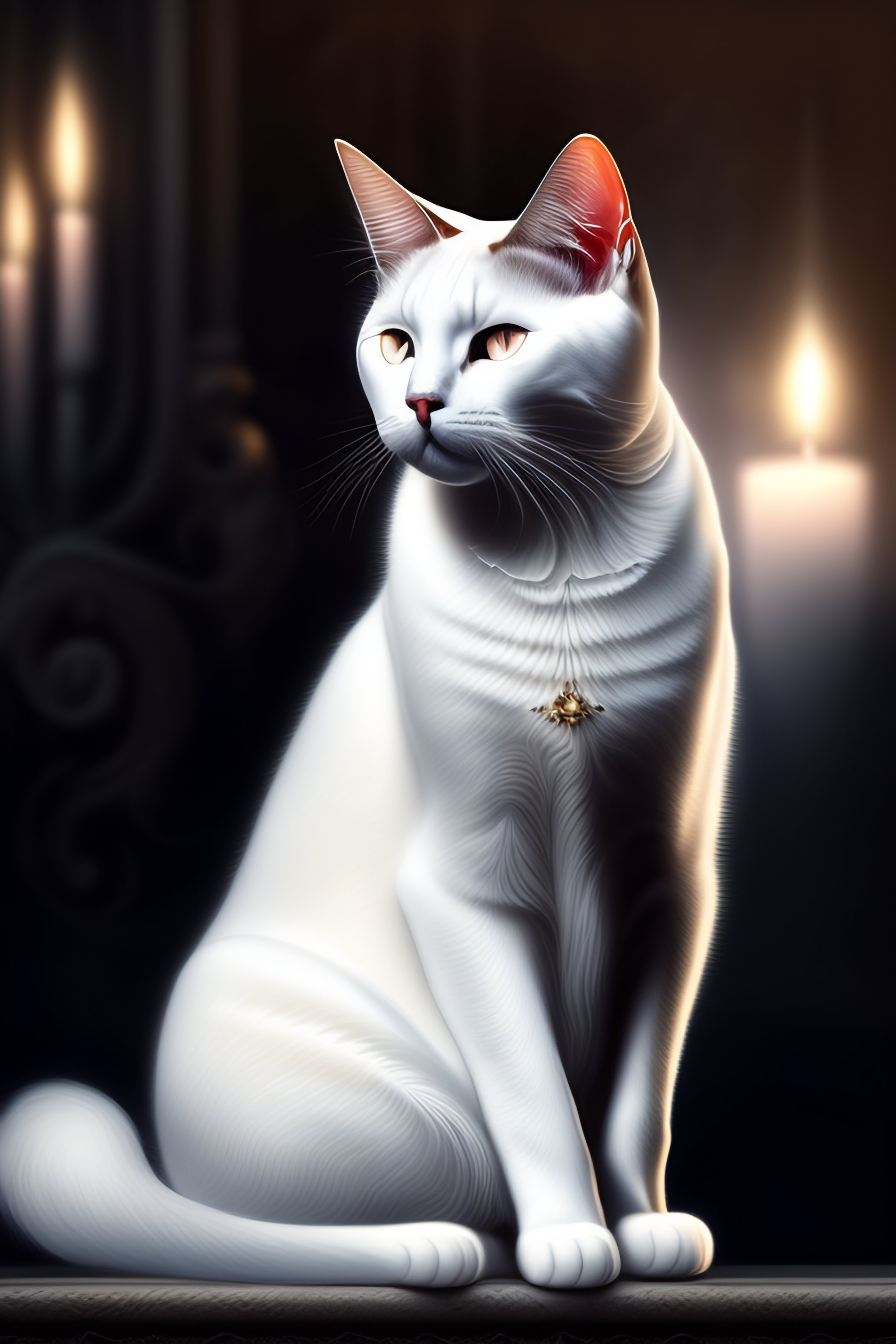 Lexica - Gothic digital art elegant beautiful white cat