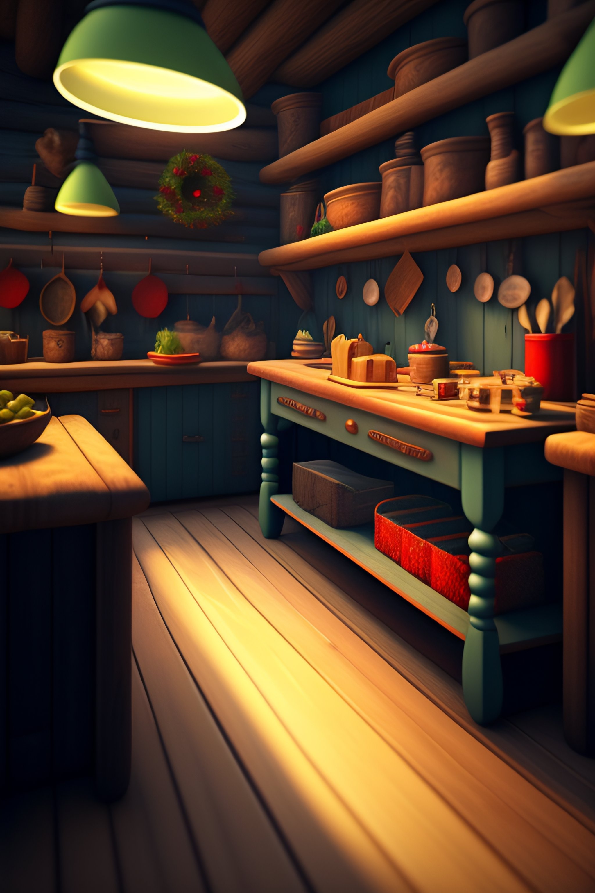 Lexica - Interior of Santa's workshop, realistic [3D]