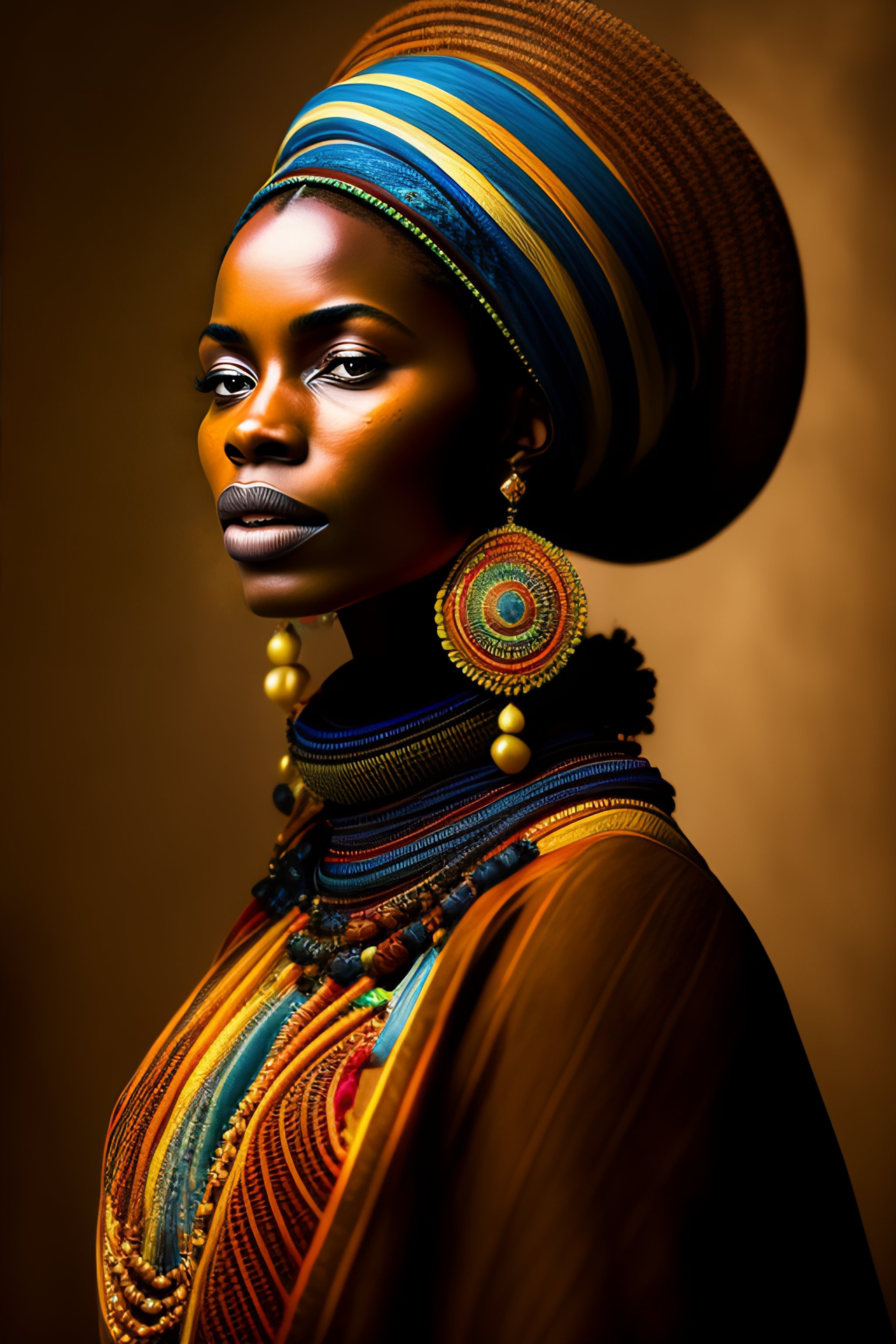 Lexica - Portrait from an African lady with a pot on the head.