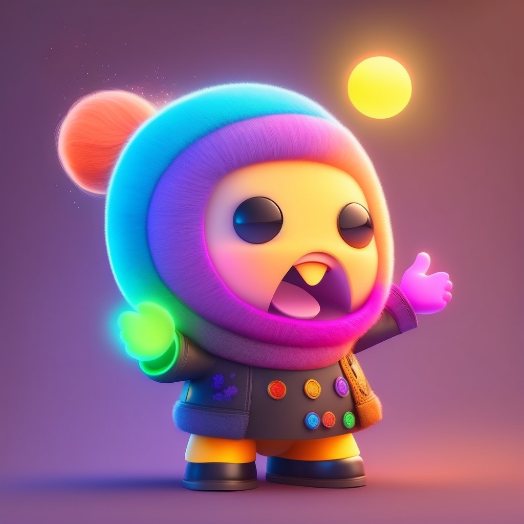 Lexica - Craft a character that exudes laughter, pointing animatedly at ...