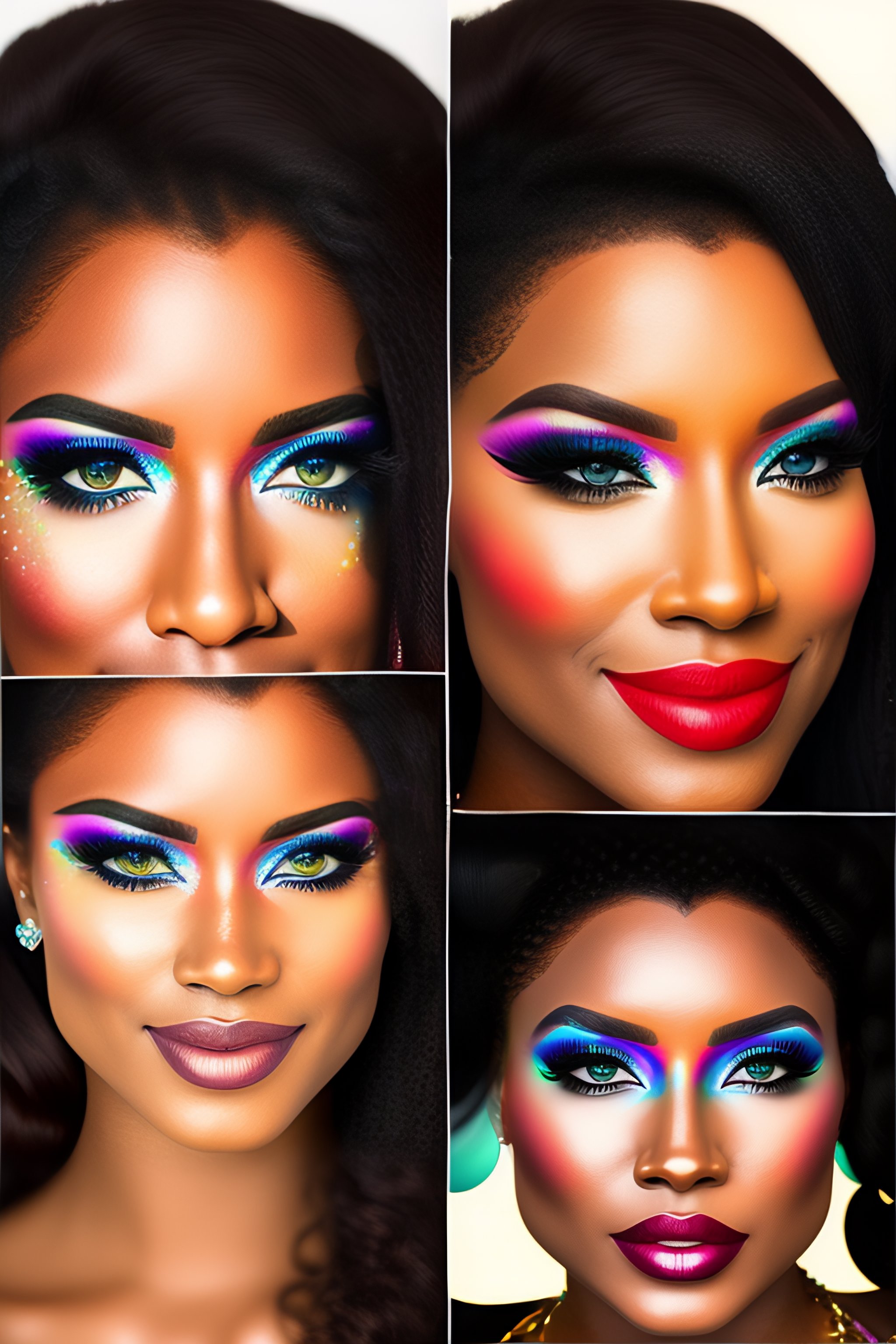 Lexica - Rhinestone rainbow makeup on 3 girls