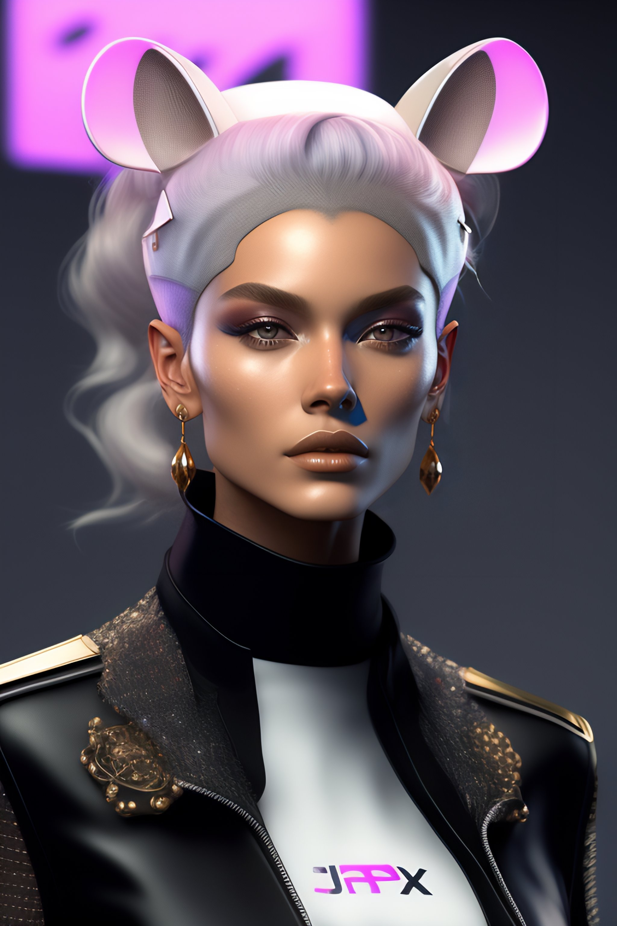 Lexica - An epic non - binary model, subject wearing a belt made out of computer mice, grungy ...