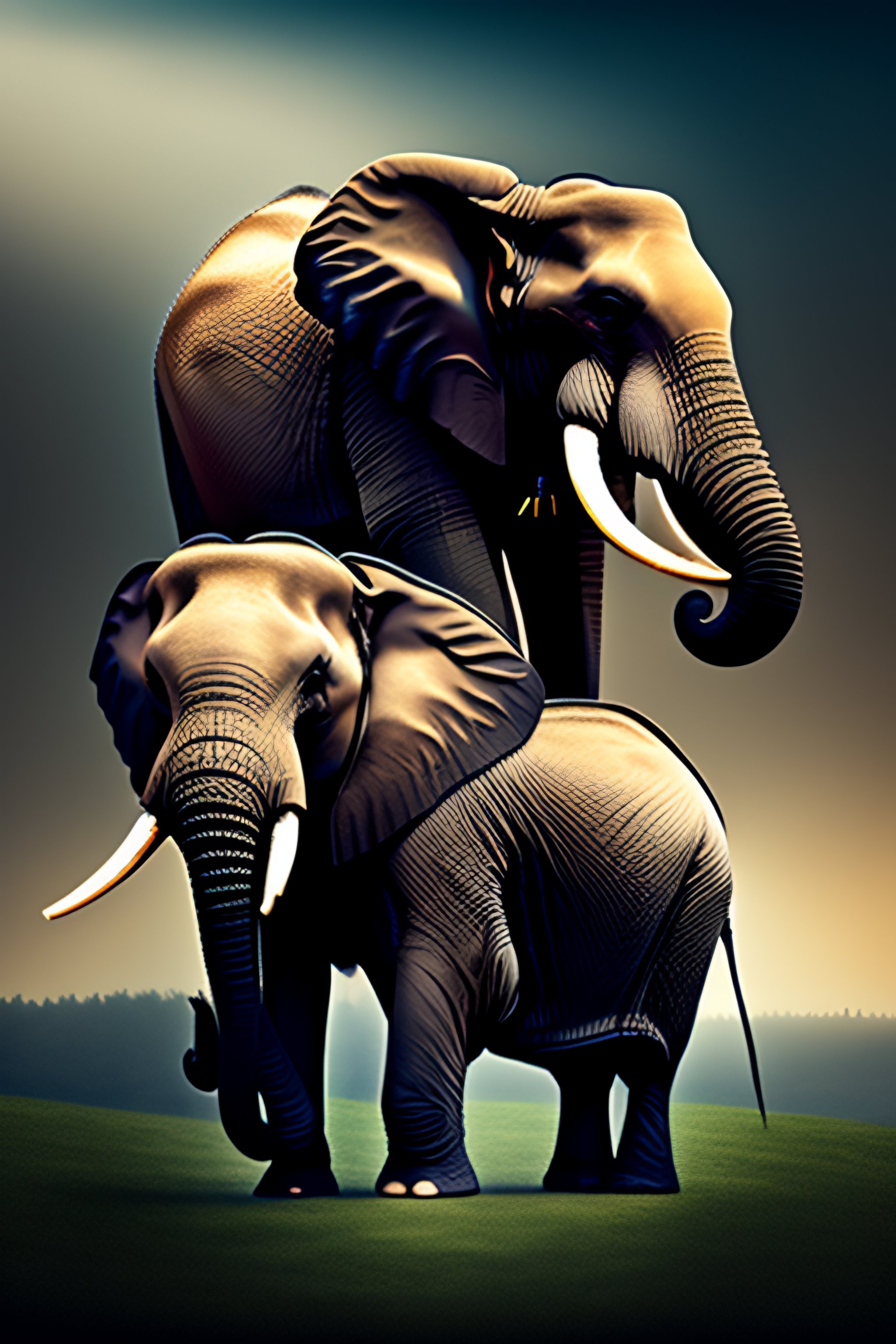 Lexica - 3 elephants on top of each other